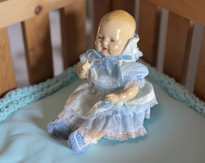 Antique Composition Baby Doll Original Clothes. Porcelain Bisque Face ...