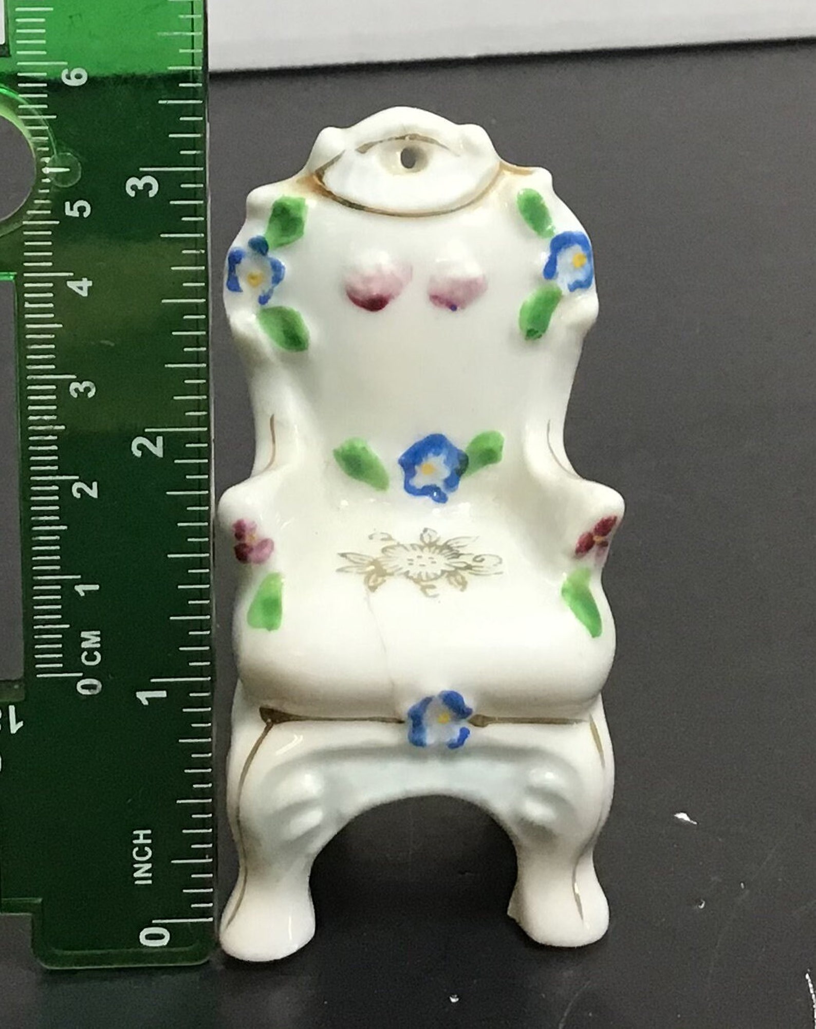 Occupied Japan Miniature Dollhouse Table and Chairs - Bisque Floral Set ...