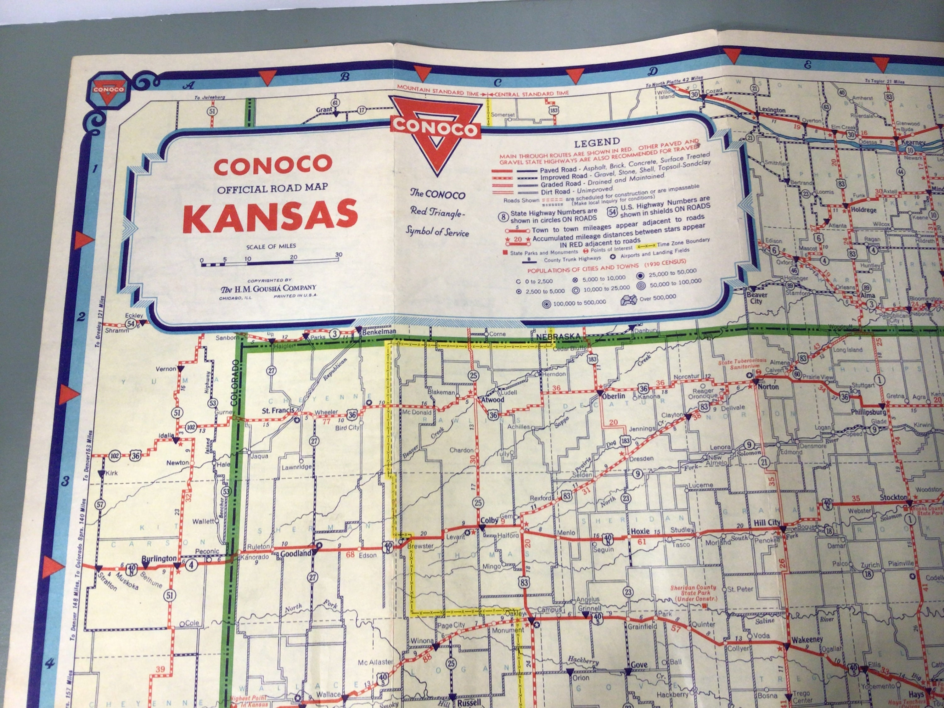 Conco Map of Kansas 1930 - Etsy