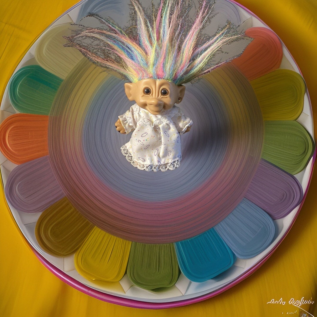 Vintage Bejeweled Troll - Rainbow Hair - Etsy