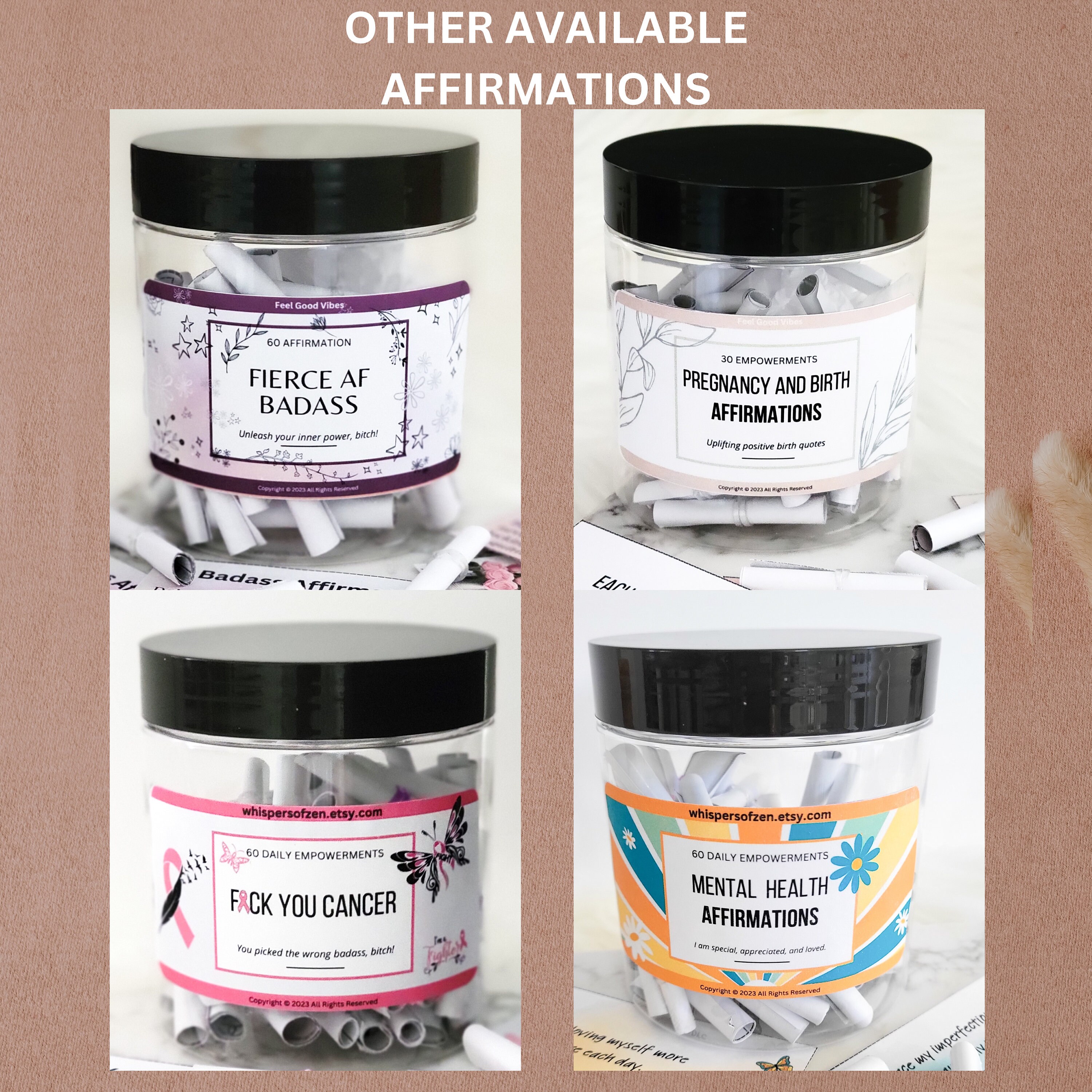 60 Mental Health Affirmation Cards Jar, Positive Affirmation Quotes ...