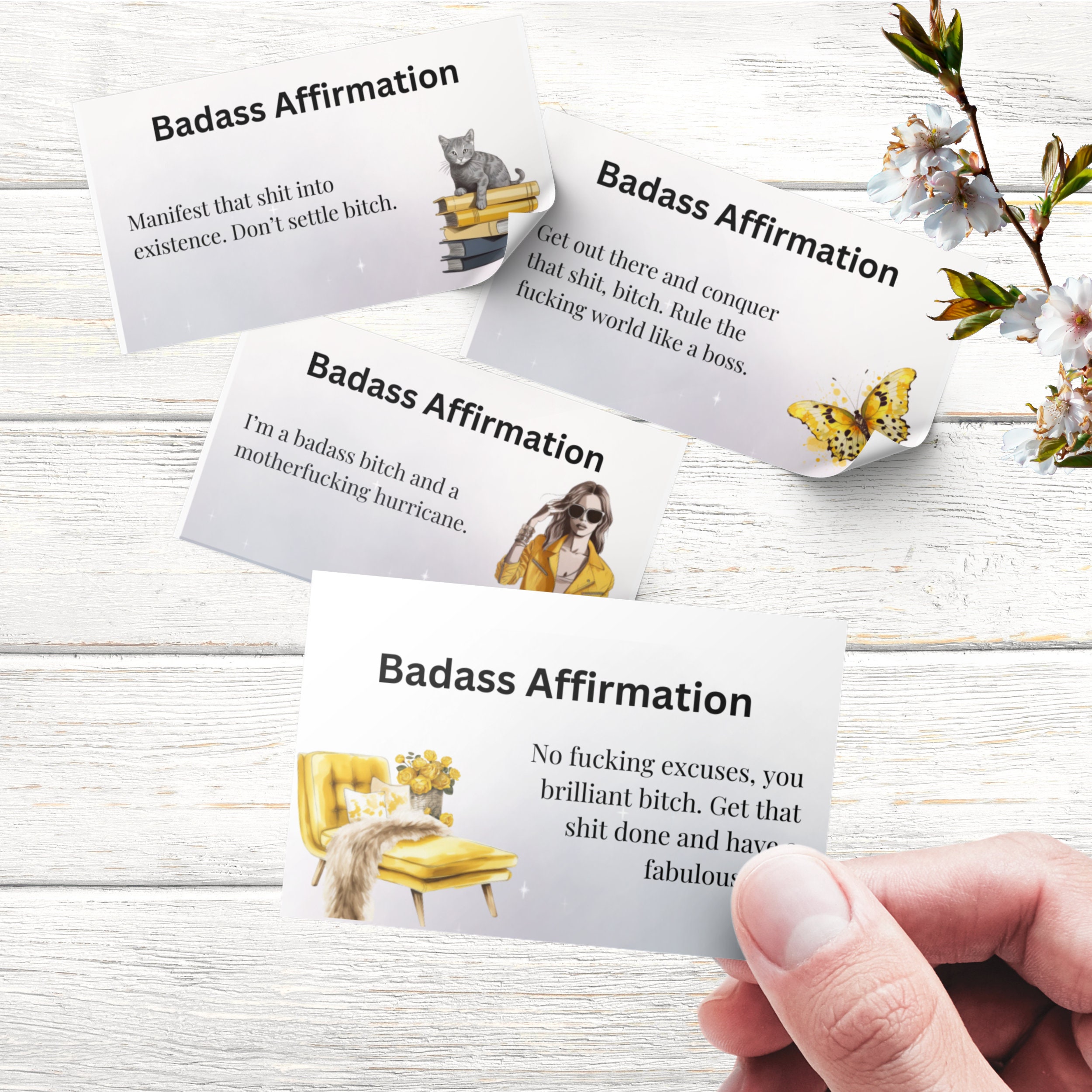 Swear Affirmation Cards Jar, 60 Badass Bitch Boss Daily Affirmations ...