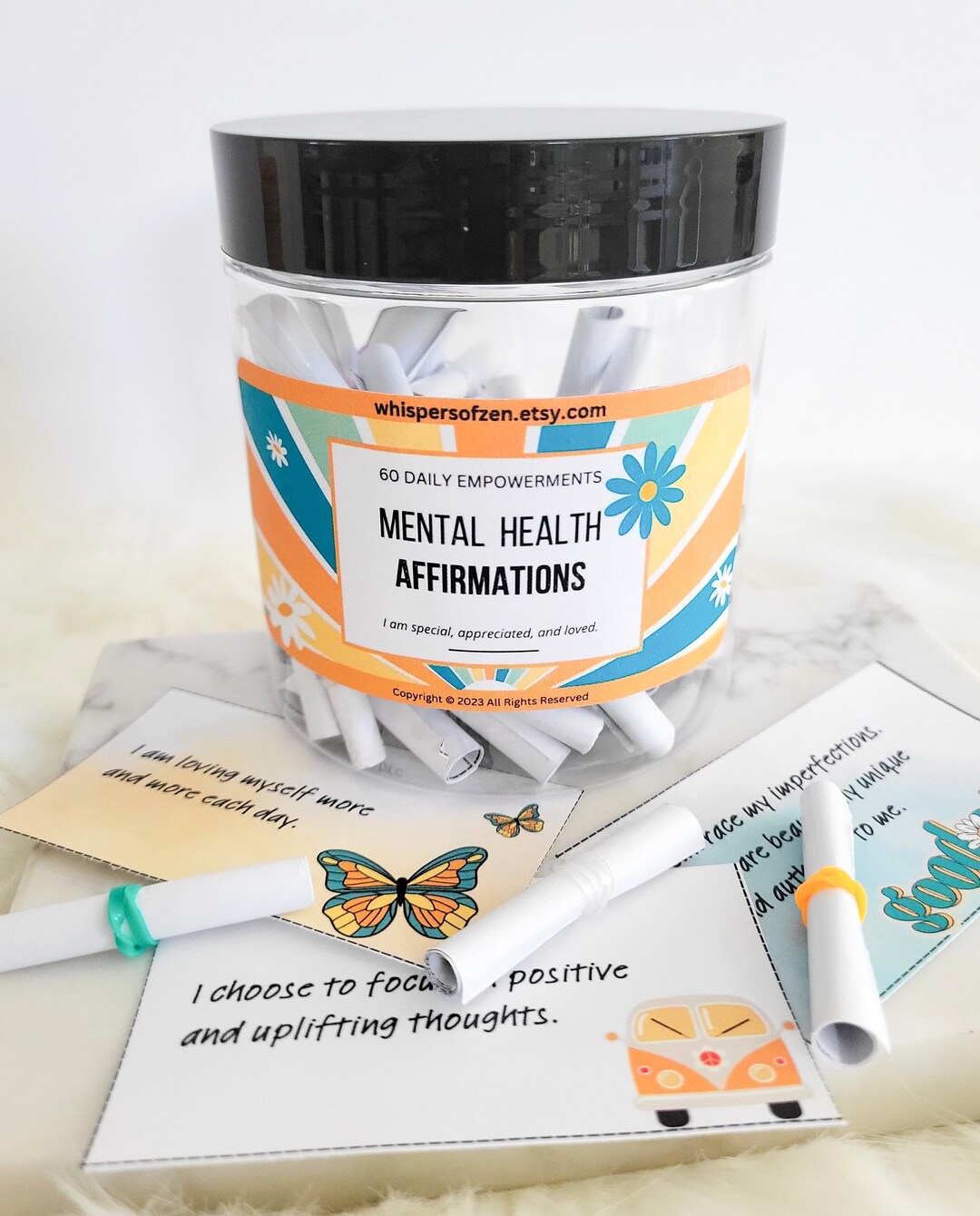 60 Mental Health Affirmation Cards Jar, Positive Affirmation Quotes ...