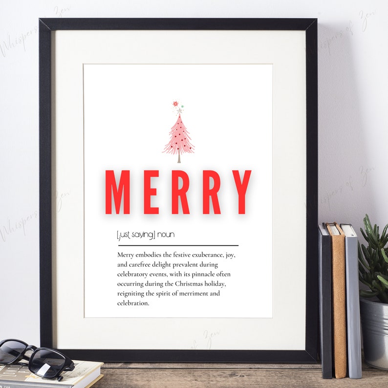 Merry Definition Printable Digital Wall Art Christmas Art Christmas ...