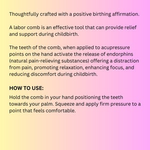 Engraved Labor Comb, Labor Natural Birth Tool, Empowered Birth ...