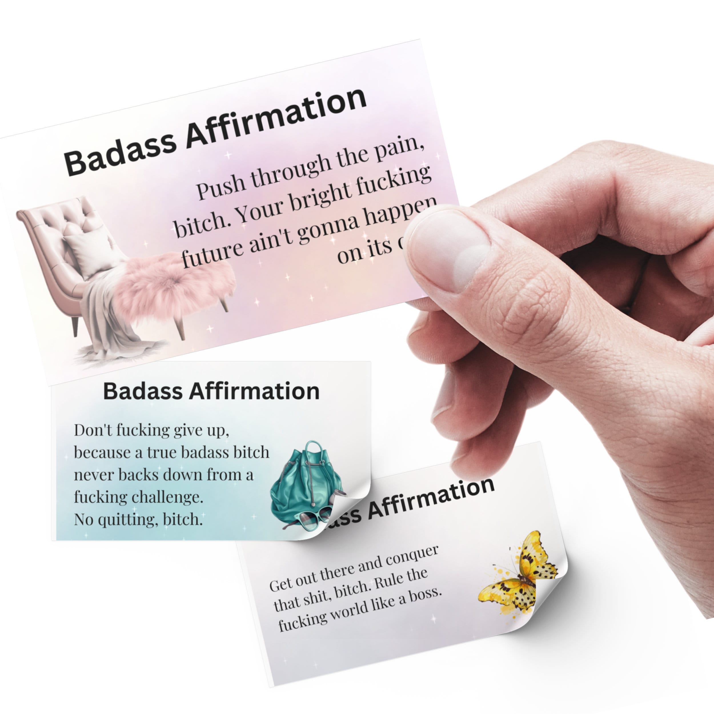 Swear Affirmation Cards Jar, 60 Badass Bitch Boss Daily Affirmations ...