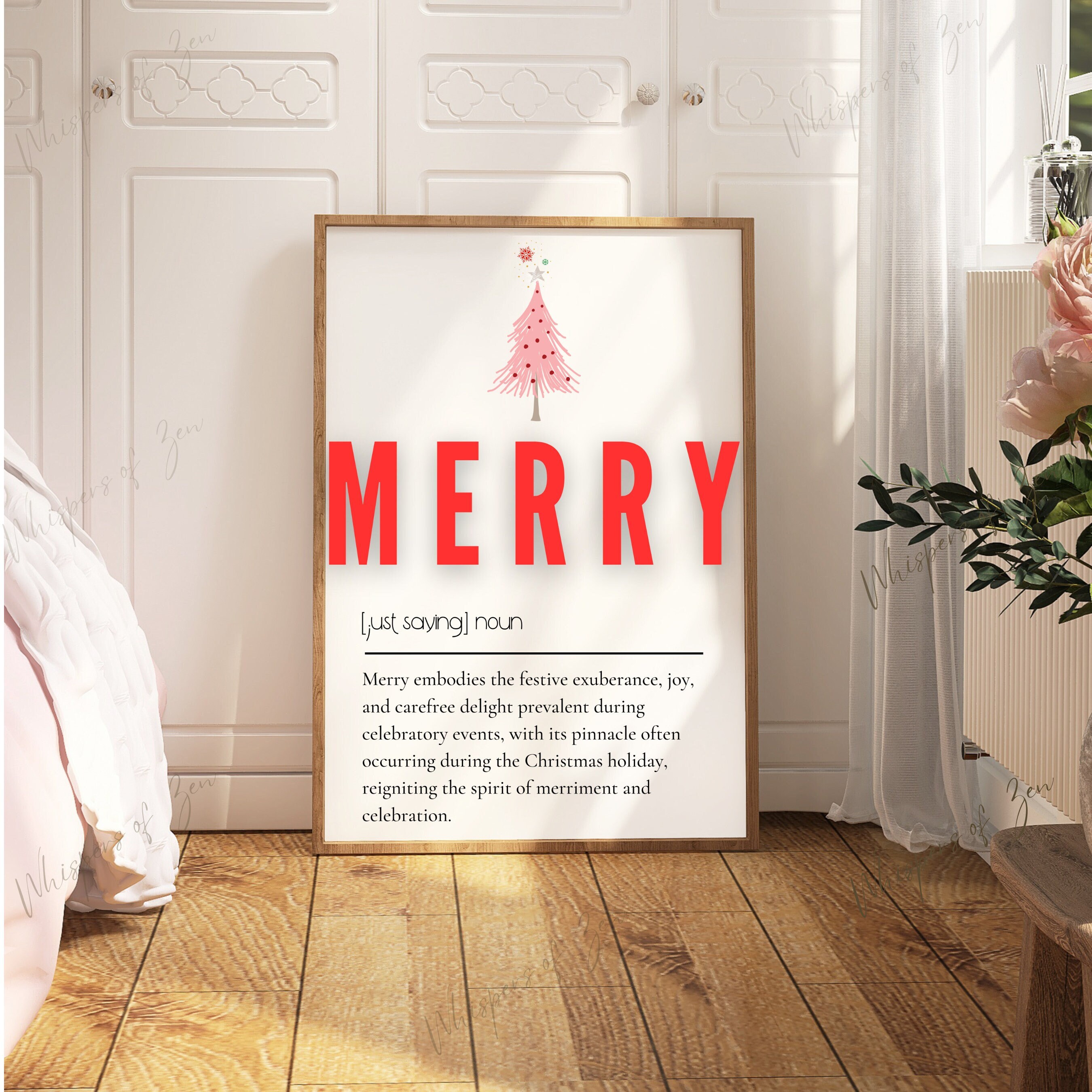 Merry Definition Printable Digital Wall Art Christmas Art Christmas ...