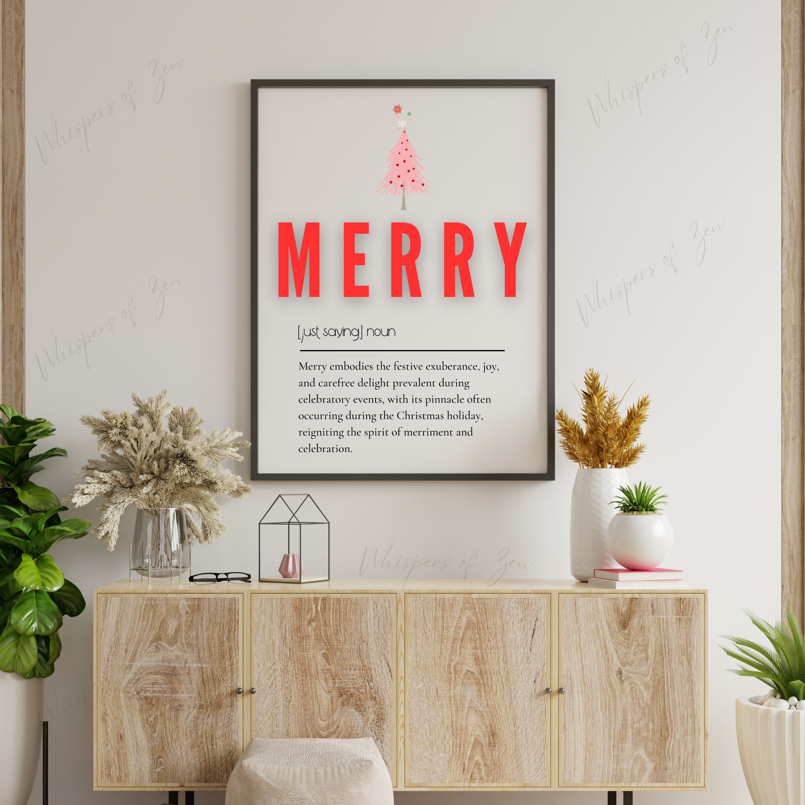 Merry Definition Printable Digital Wall Art Christmas Art Christmas ...