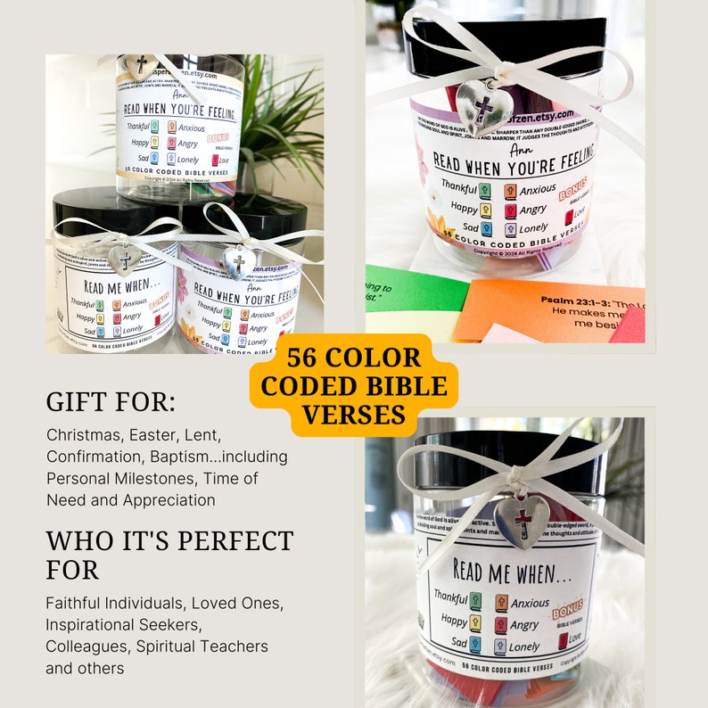 Christian Bible Verses Color Coded Scripture Jar Read Me When Jesus ...