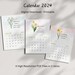 Floral Calendar Printable 2024 Desk Calendar Monthly 2024 Watercolor ...