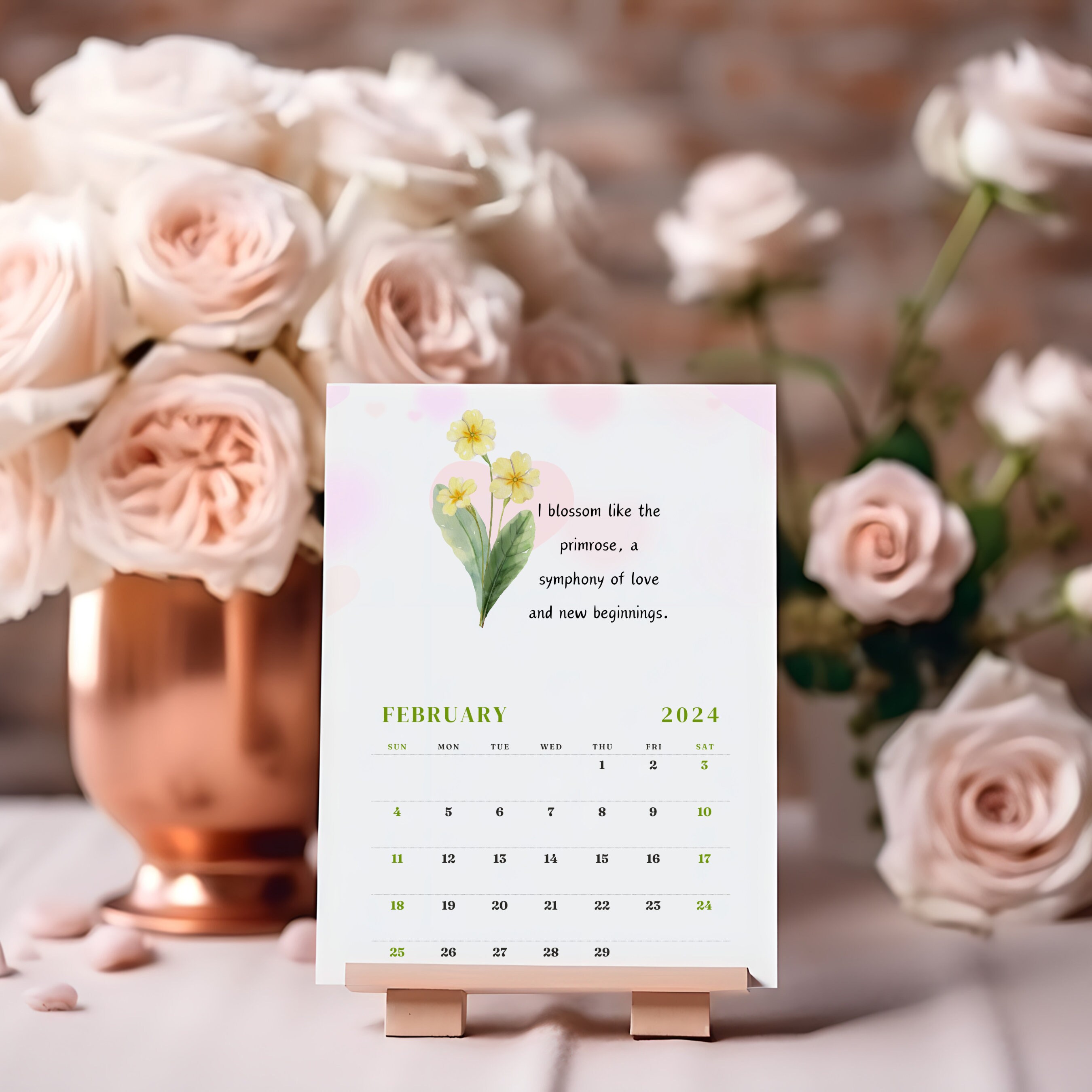 Floral Calendar Printable 2024 Desk Calendar Monthly 2024 Watercolor ...