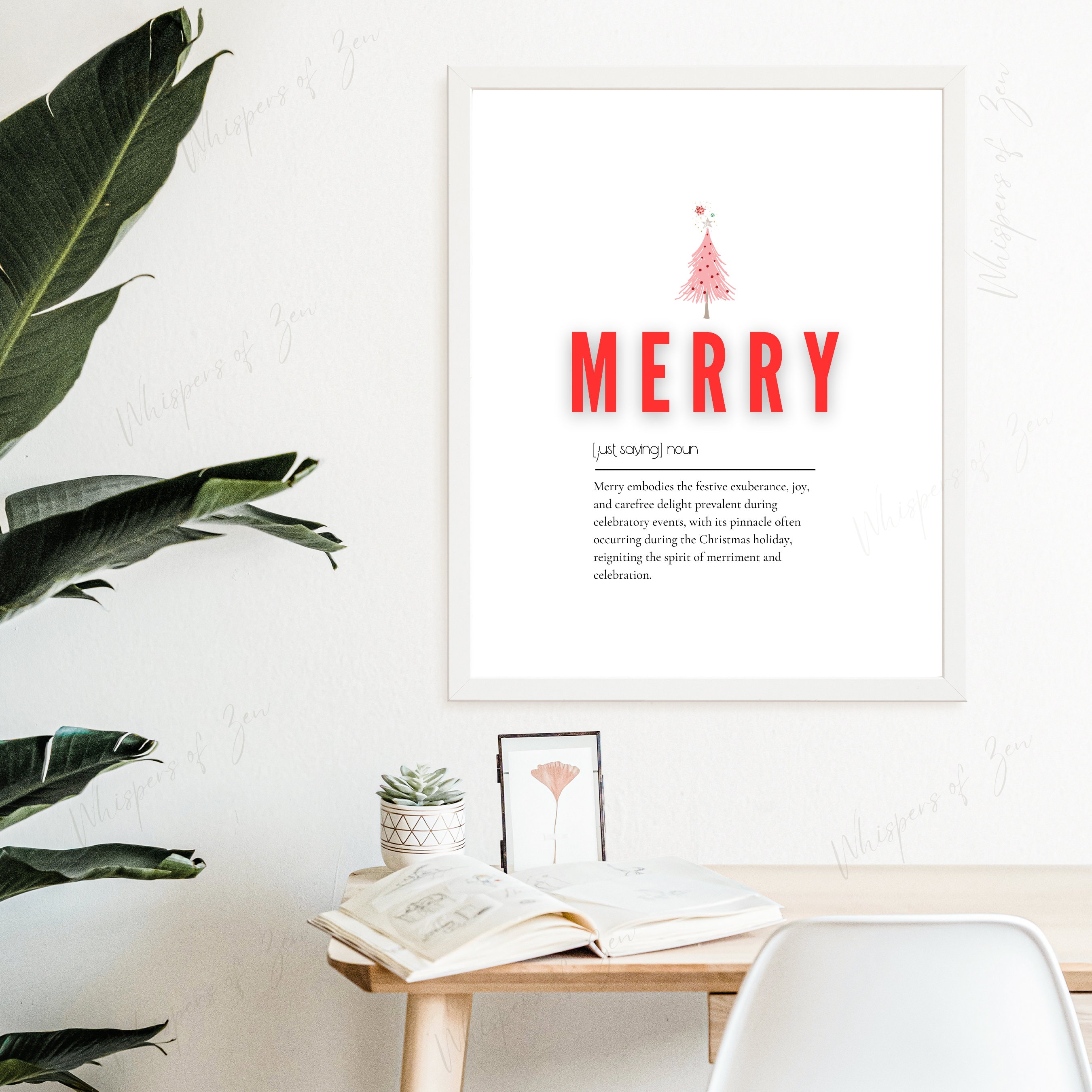 Merry Definition Printable Digital Wall Art Christmas Art Christmas ...