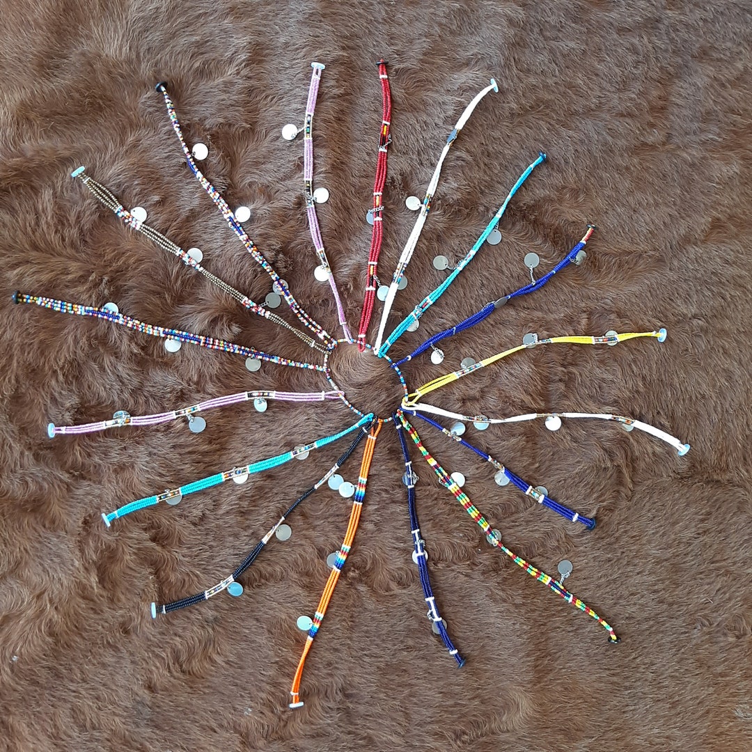Original Kenya Masai Anklet Handmade in Multicolor Beads, Handcrafted ...