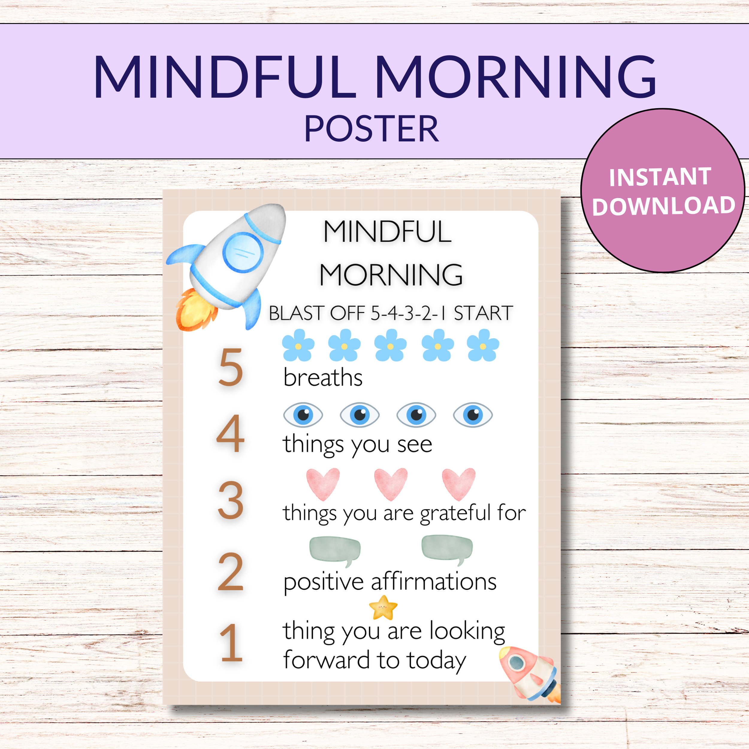 Mindful Morning Poster Mindful Moments Kids Mindful Poster Kids ...