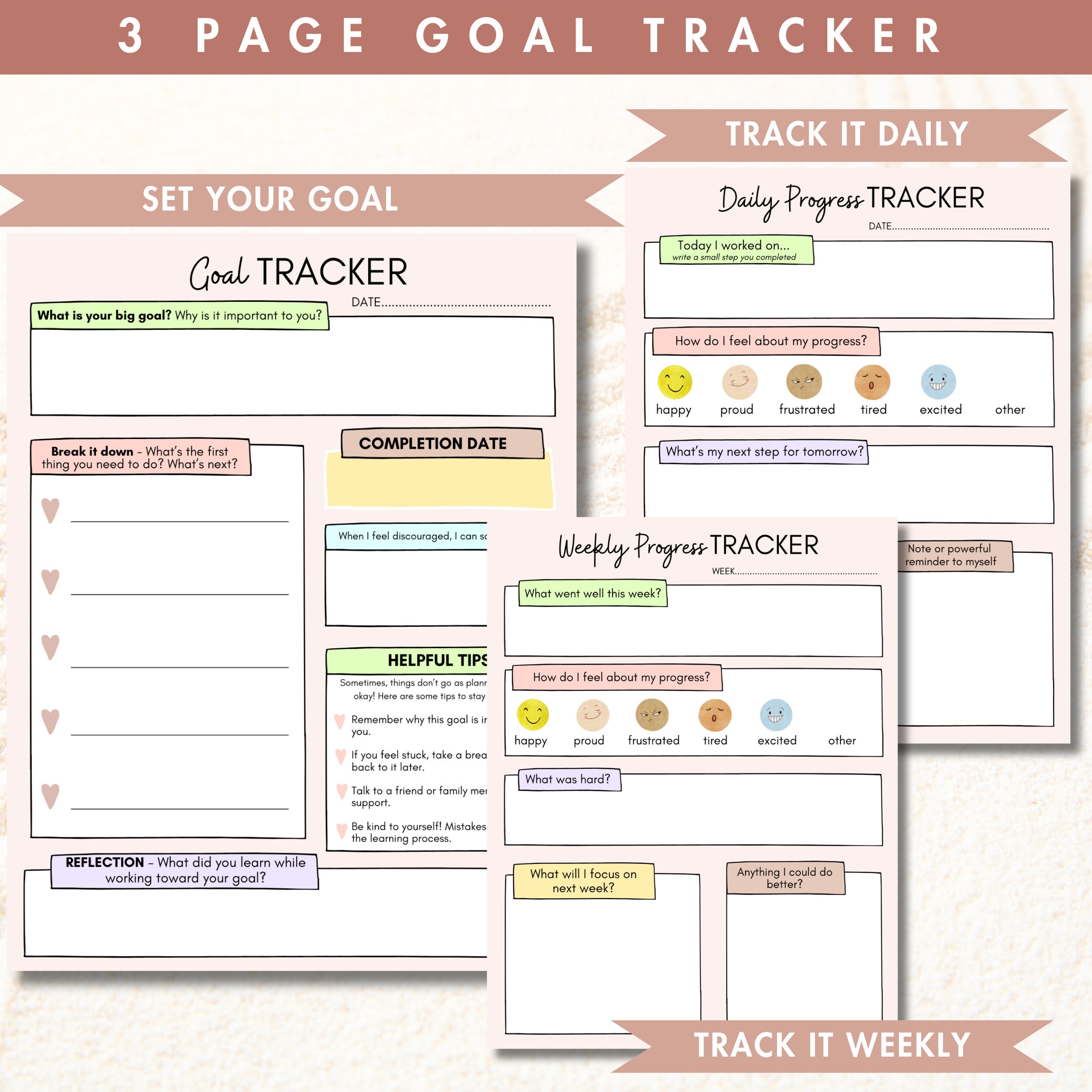 Goal Tracker Printable Goal Setting Planner Printable Goal Homeschool ...