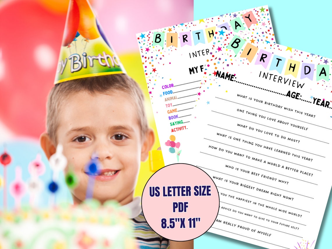 Kid Birthday Interview Printable Questionnaire Kid Memory - Etsy