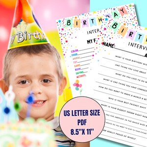 Kid Birthday Interview Printable Questionnaire Kid Memory - Etsy