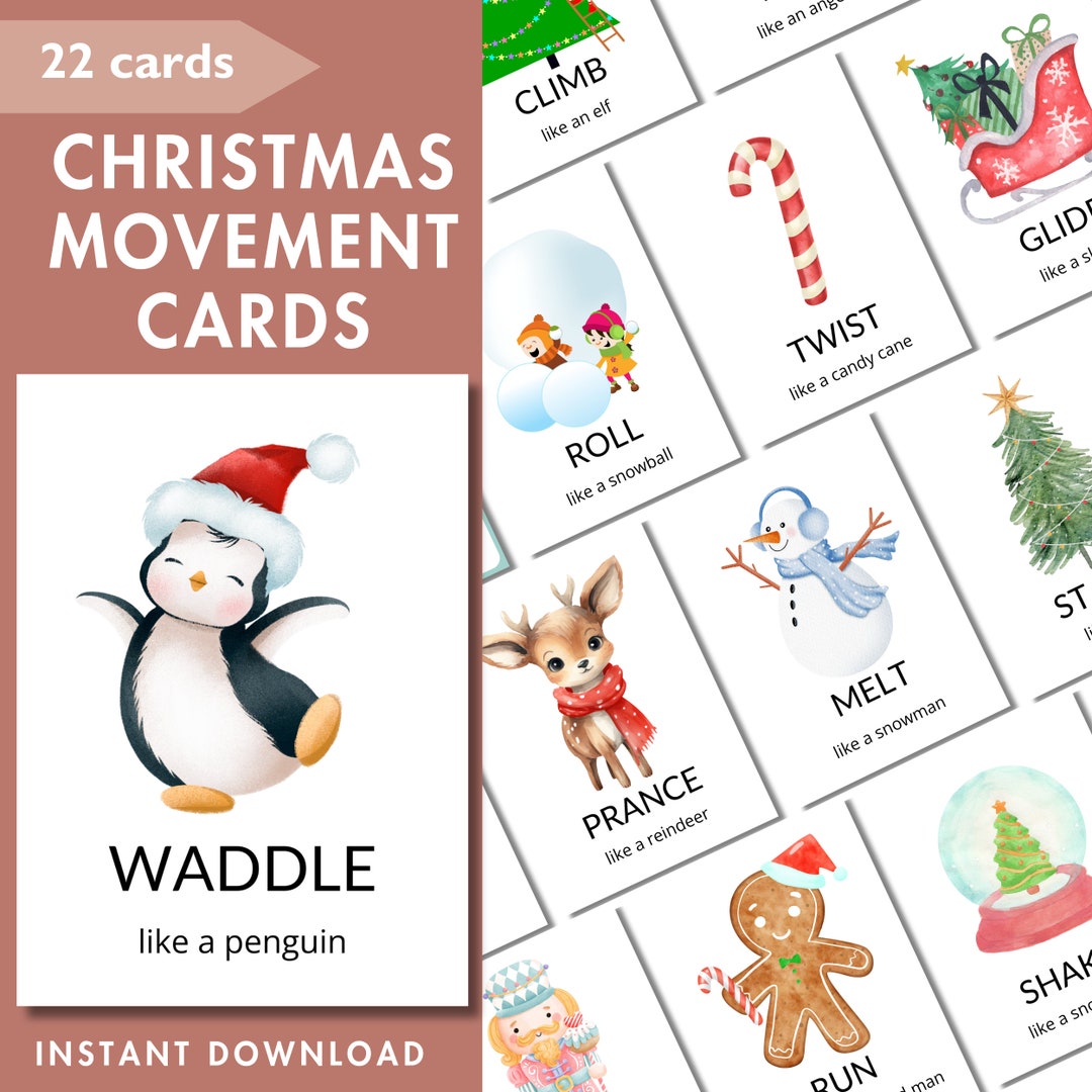 Christmas Brain Breaks Classroom Movement Cards Printable Action ...
