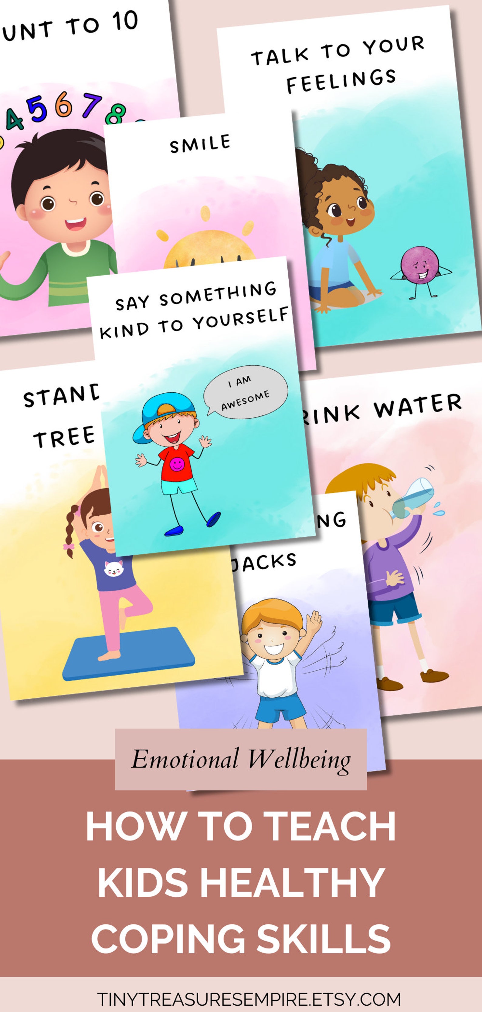 Coping Skill Flashcard Kid Calming Corner Cards Emotional Regulation ...