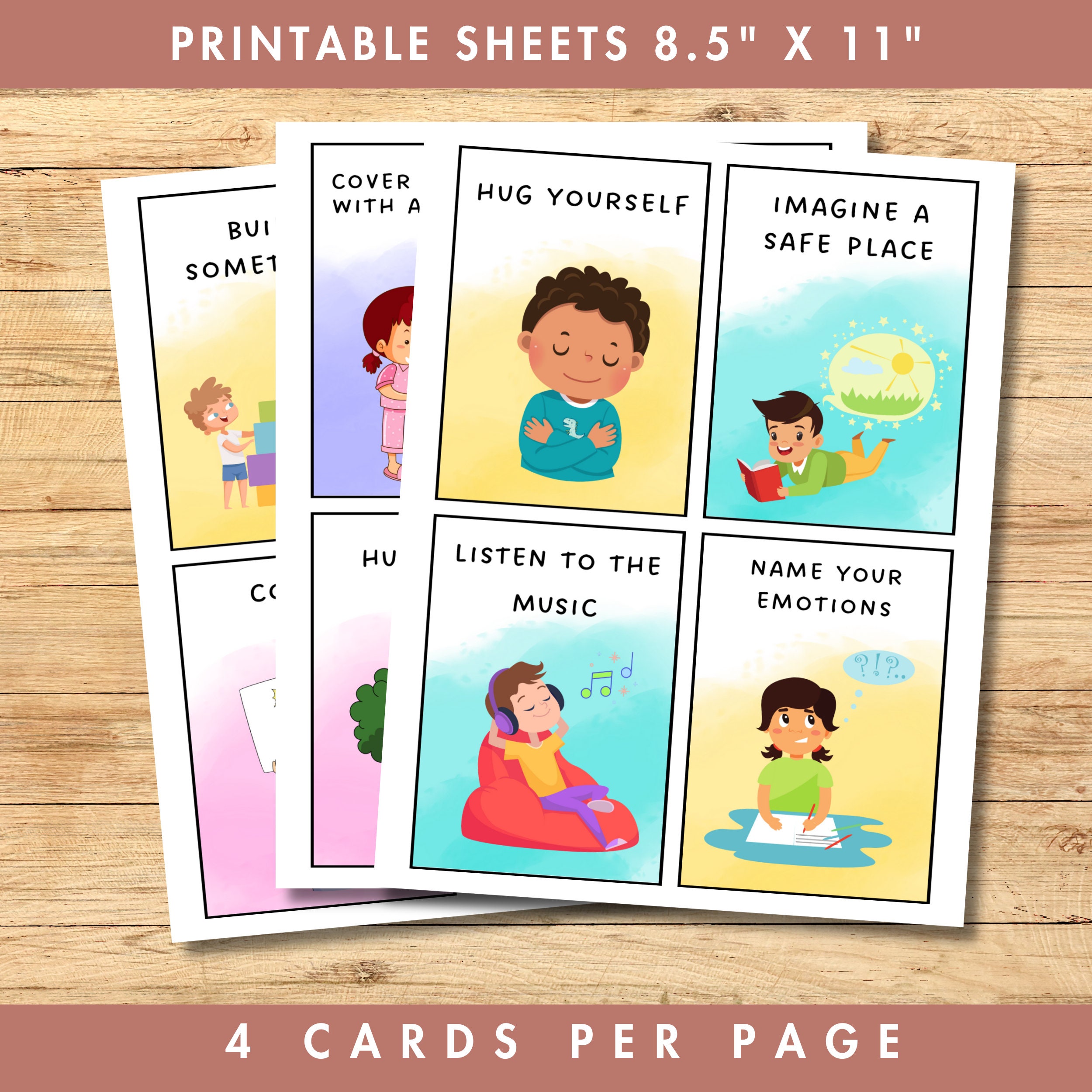 Coping Skill Flashcard Kid Calming Corner Cards Emotional Regulation ...