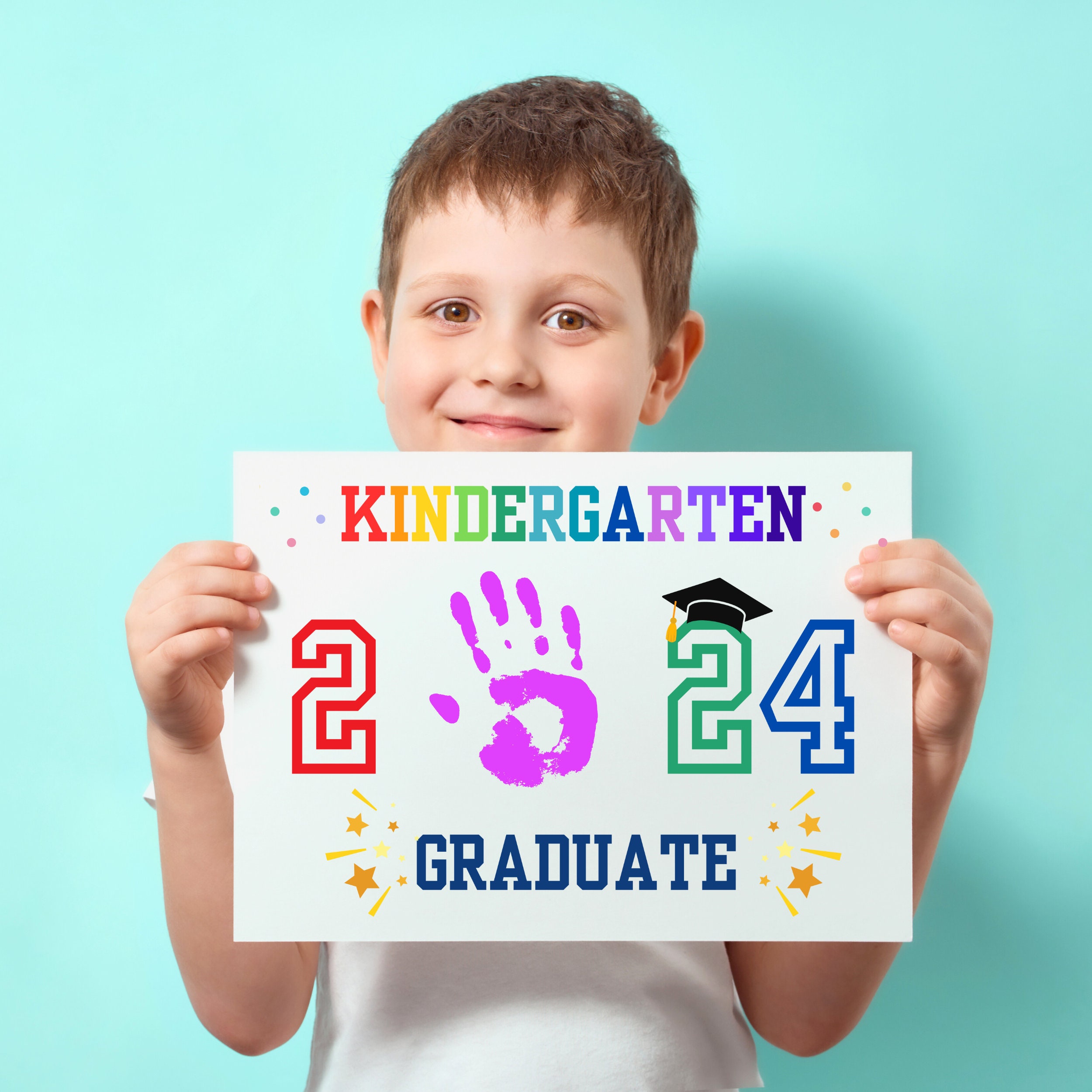 Handprint Print Graduation Printable 2024 School Graduation Diploma ...