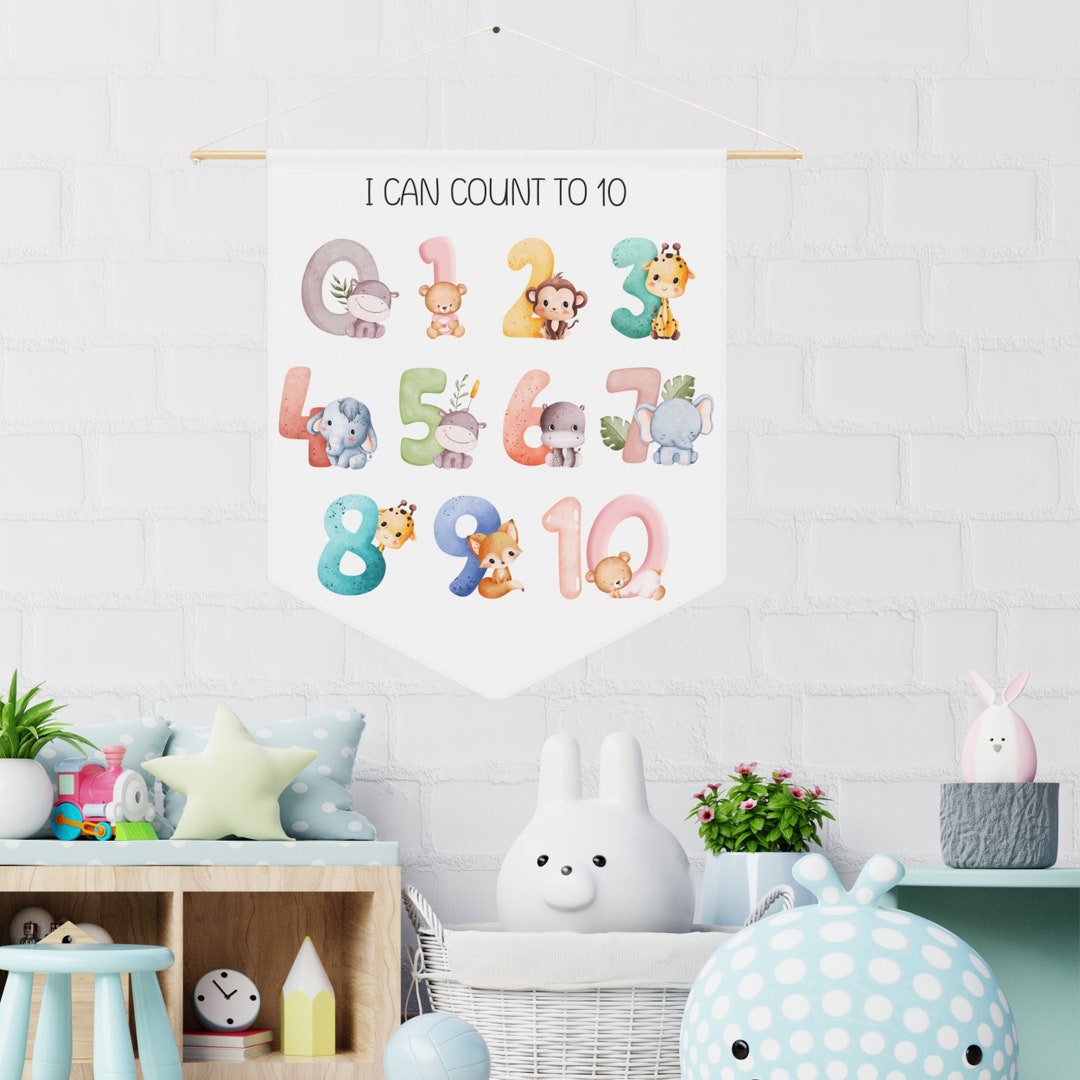Nursery Number Chart Wall Hanging Pennant Number Banner Educational ...