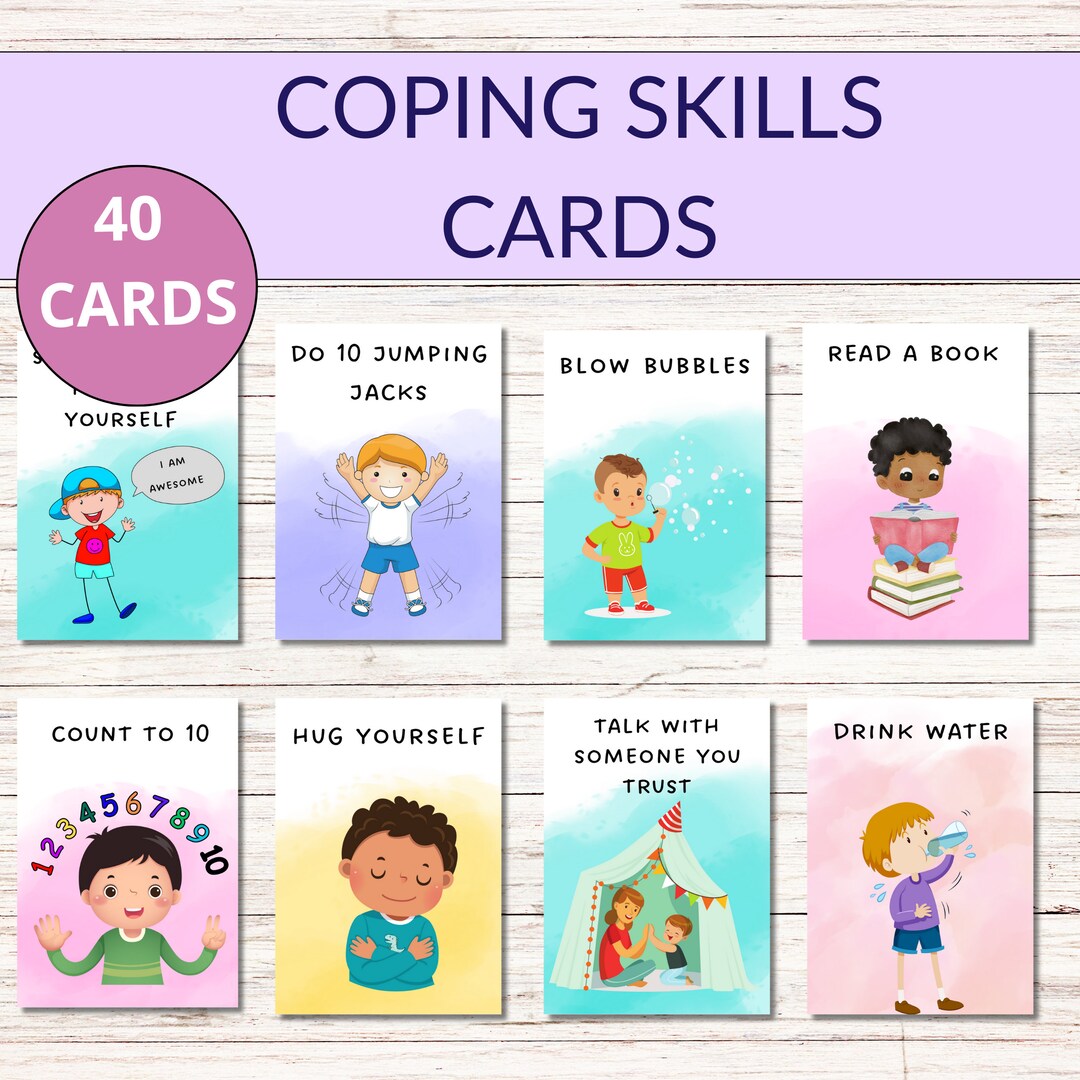 Coping Skill Flashcard Kid Calming Corner Cards Emotional - Etsy