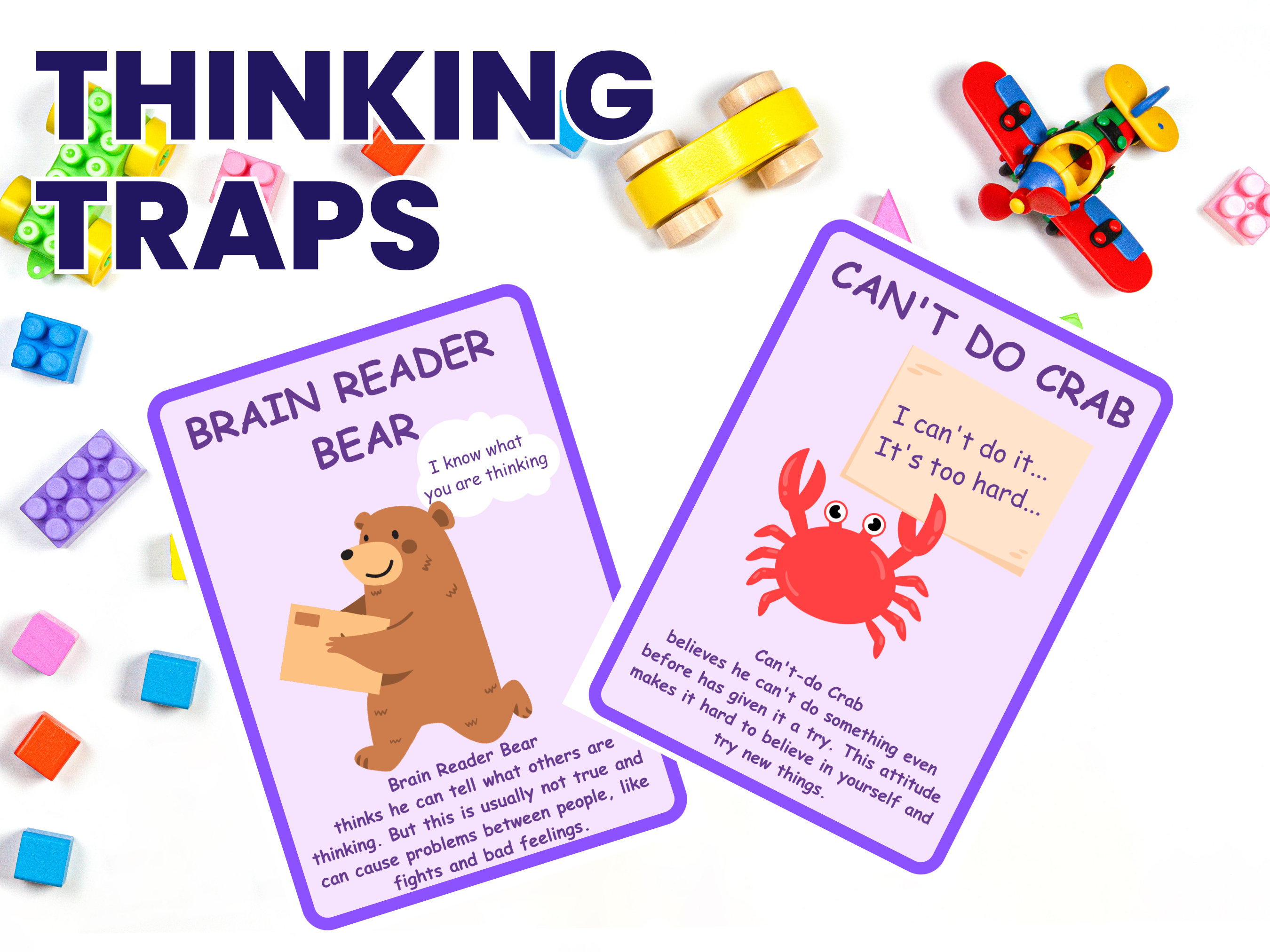 Cognitive Distortion Flashcard Kid Printable Thinking Trap Thinking ...