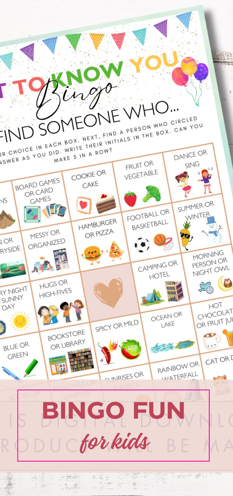 Find Someone Who Bingo Get to Know You Game Kids Bingo Family Game ...