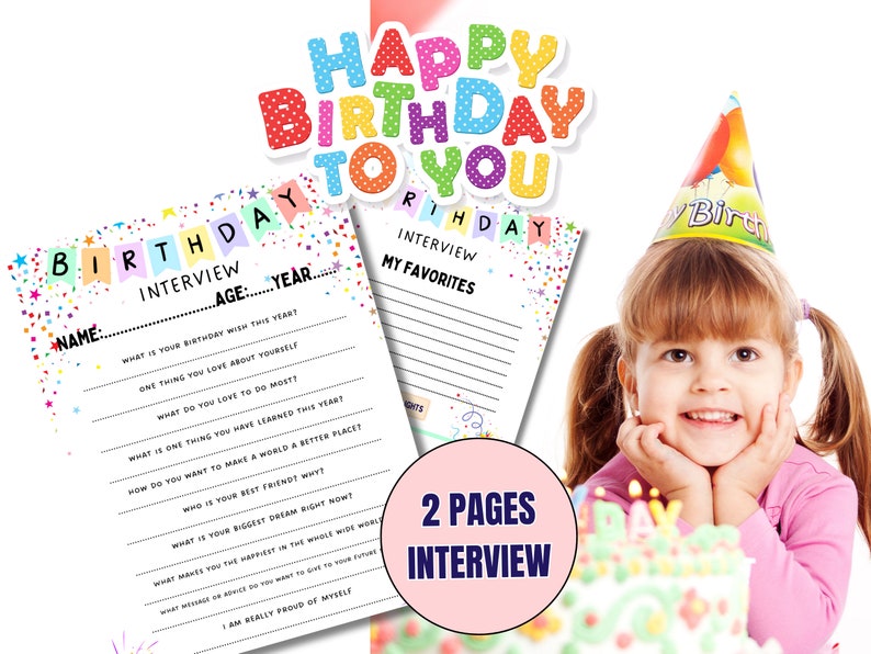 Kid Birthday Interview Printable Questionnaire Kid Memory - Etsy