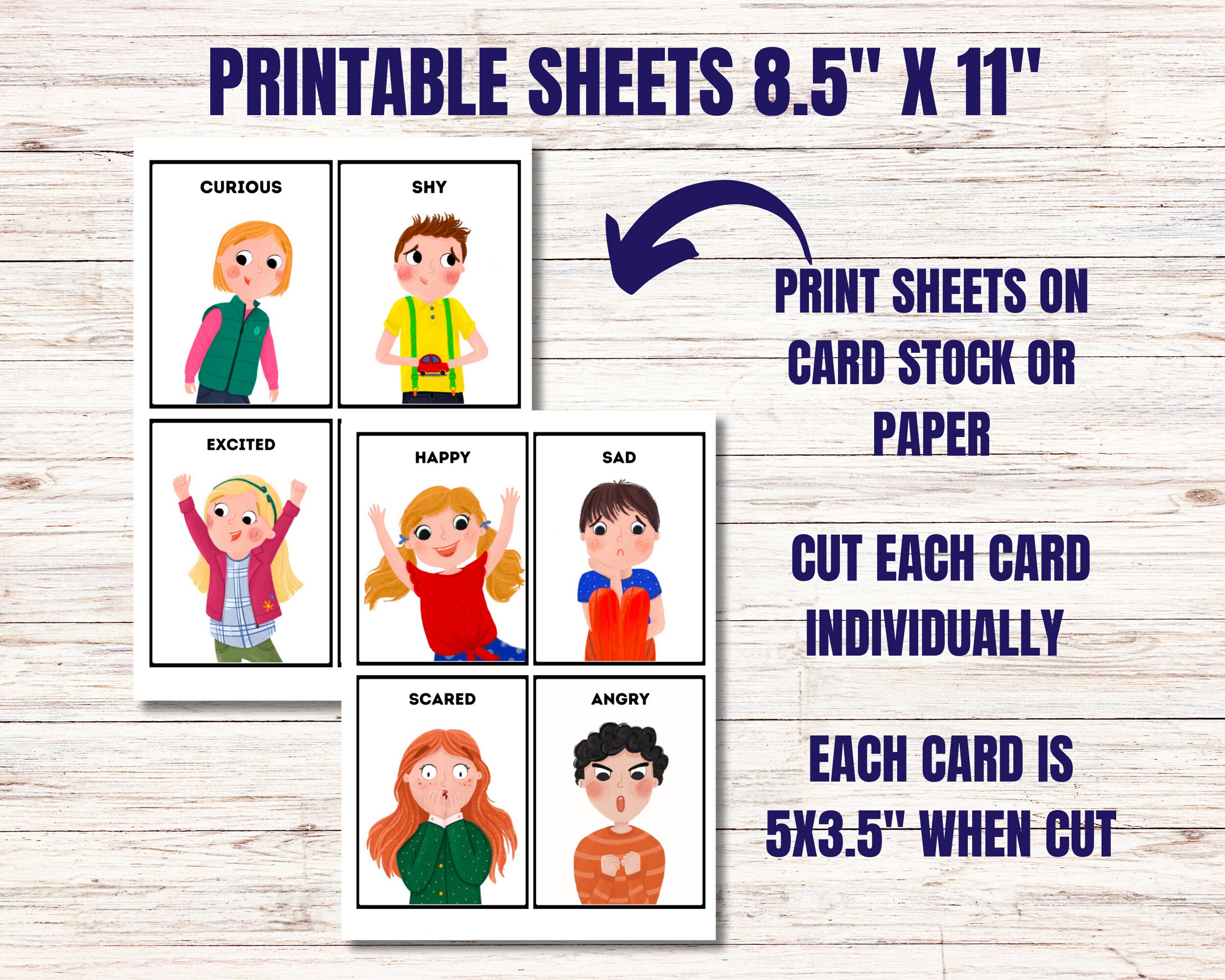 Emotion Feelings Flashcards Printable Kid Emotional Intelligence Cards ...