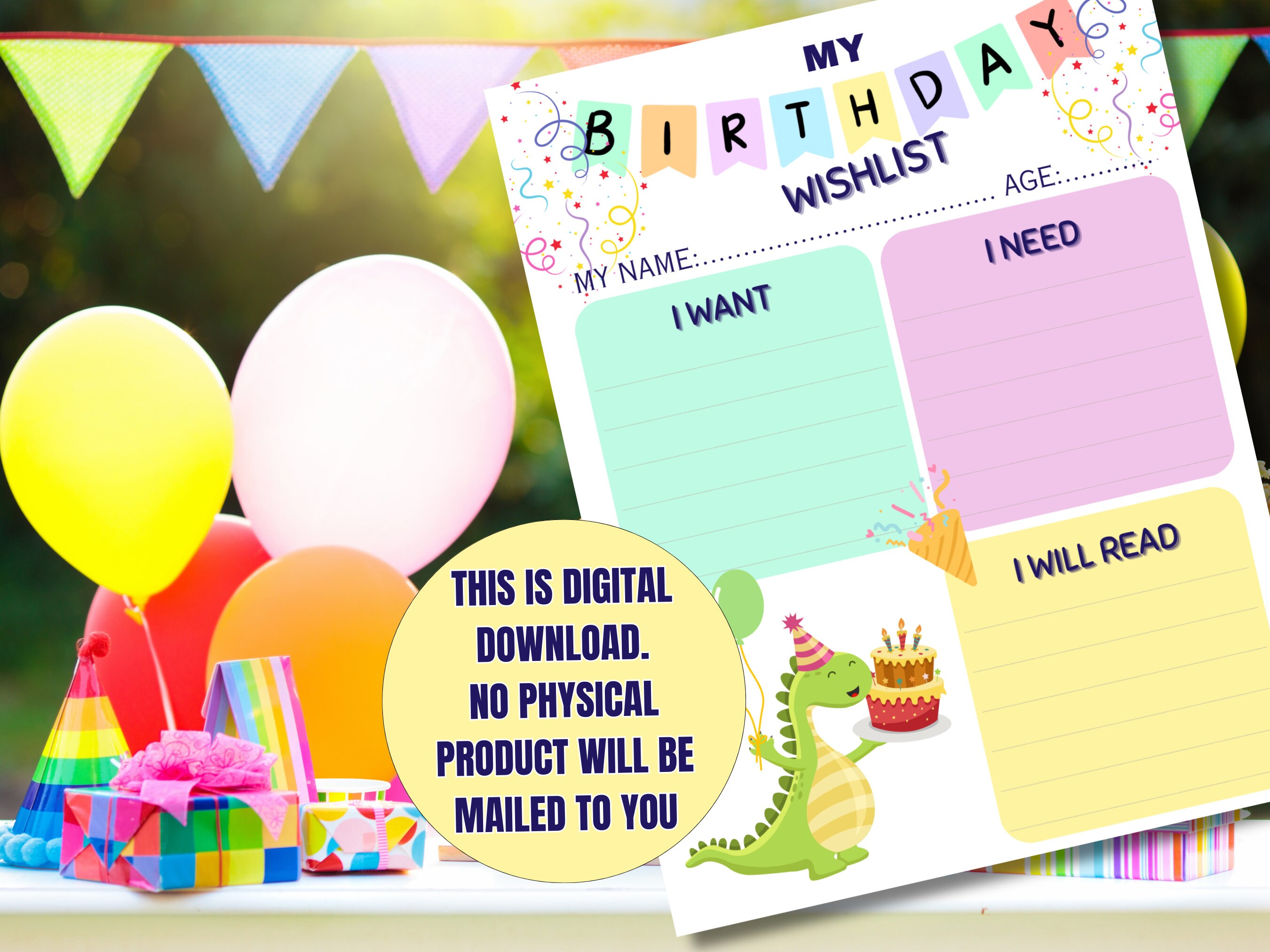 Printable Birthday Gift Wish List Template Kids Birthday Wish - Etsy
