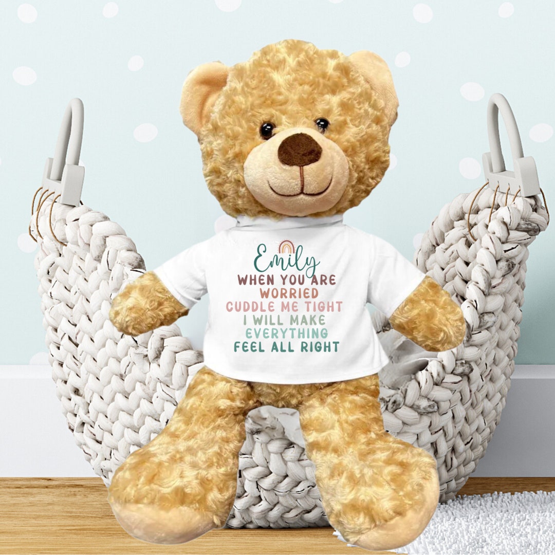 Custom Teddy Worry Bear Emotional Support Stress Relief Gift for Kid ...