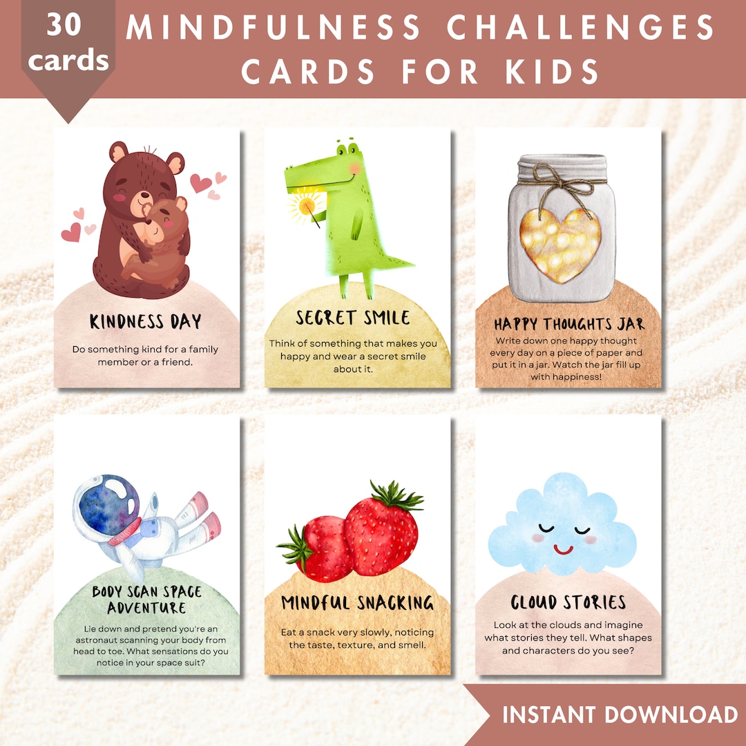 Mindful Cards Kids Mindfulness Printable Mindfulness Digital Print for ...
