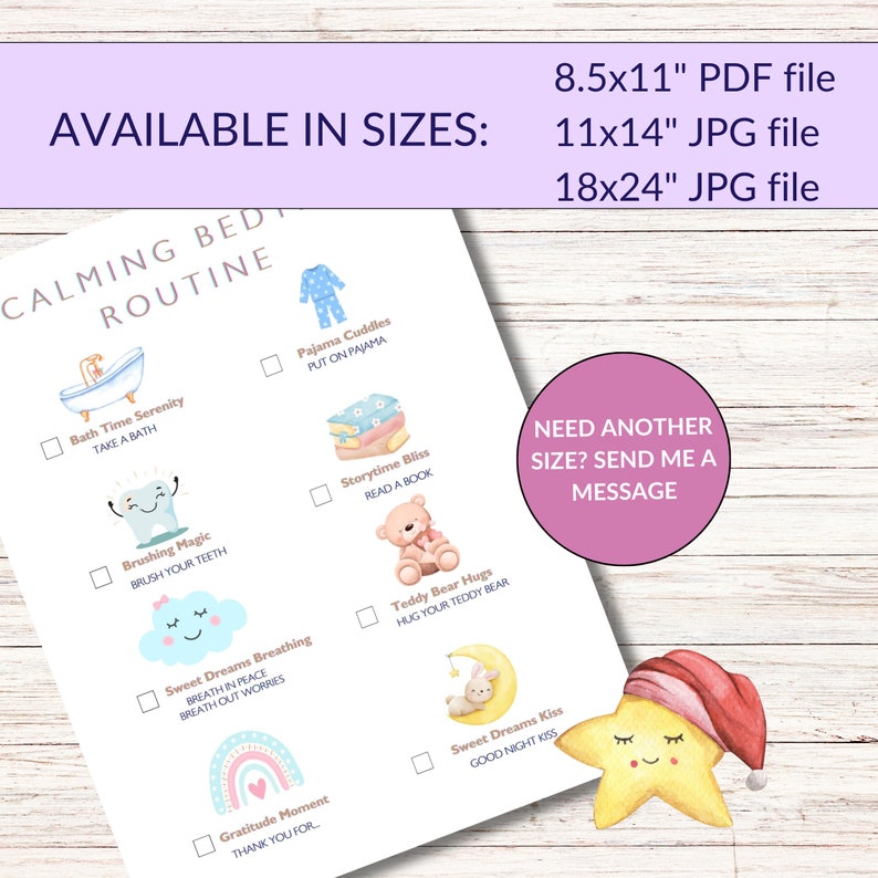 Bedtime Routine Chart Poster Bedtime Routine Printable Kids Bedtime ...