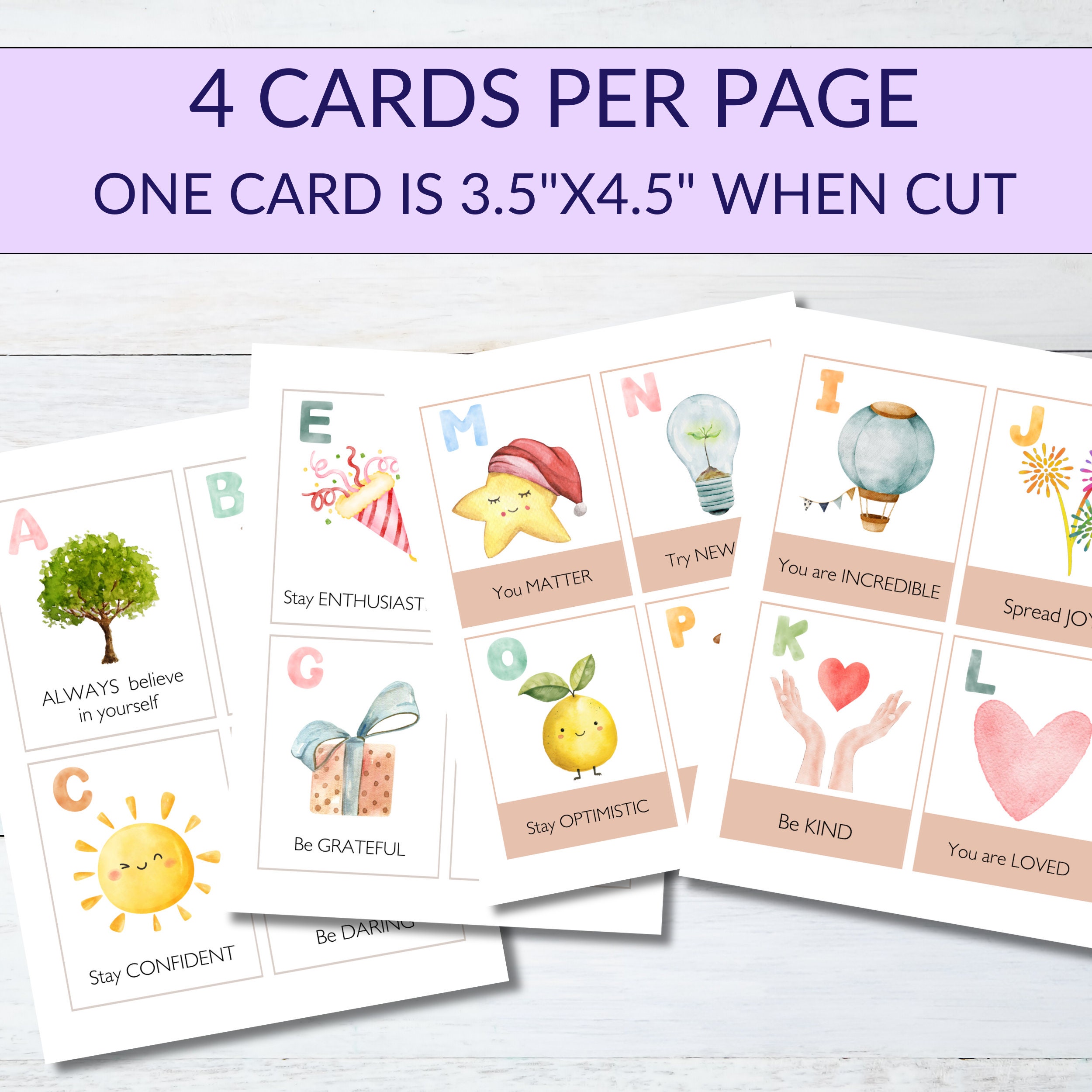 Learn ABC Alphabet Flashcards Positive Affirmation Alphabet Kid ...