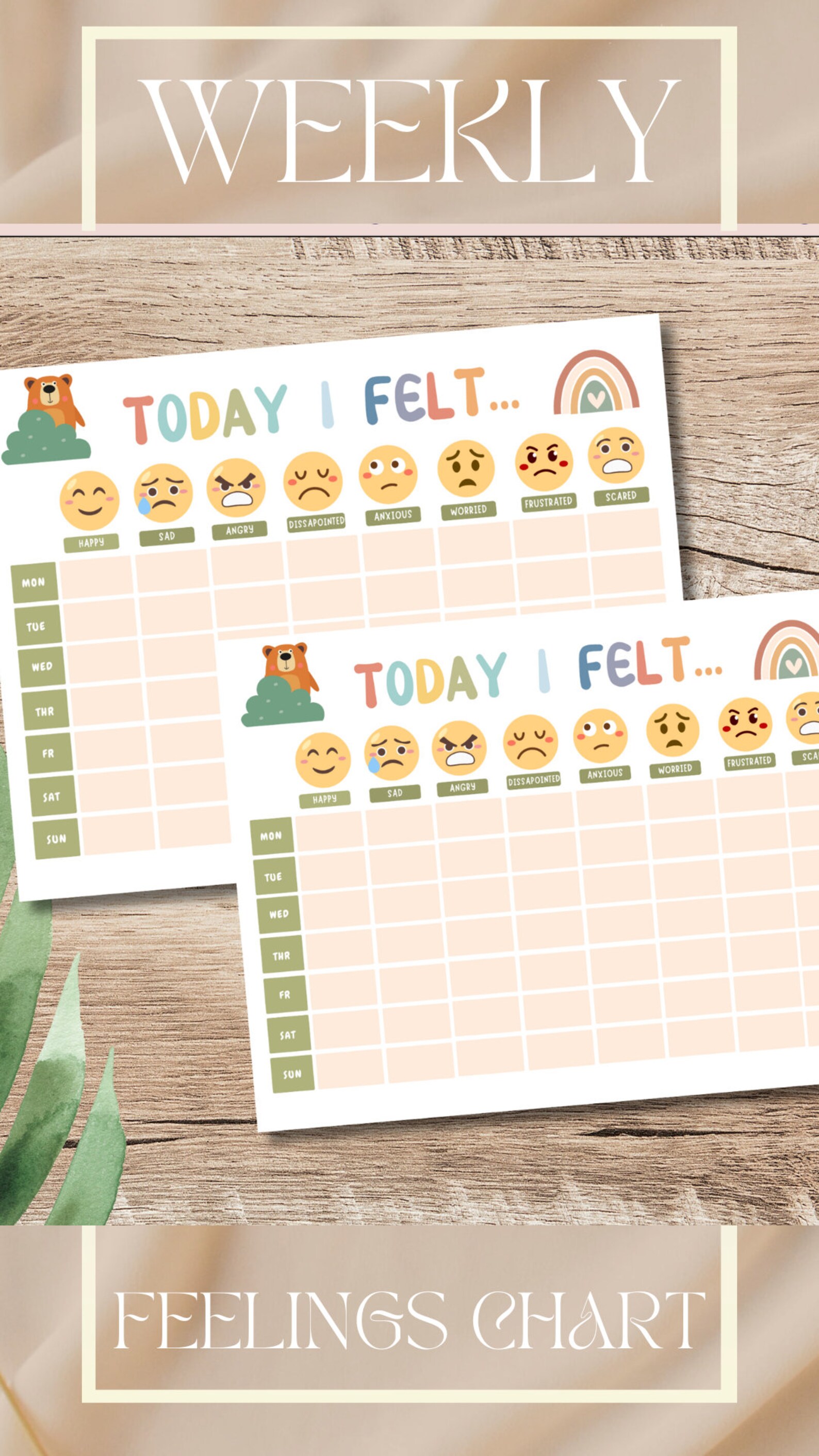 Printable Tracker Feelings Chart Weekly Mood Tracker Printable Mood ...