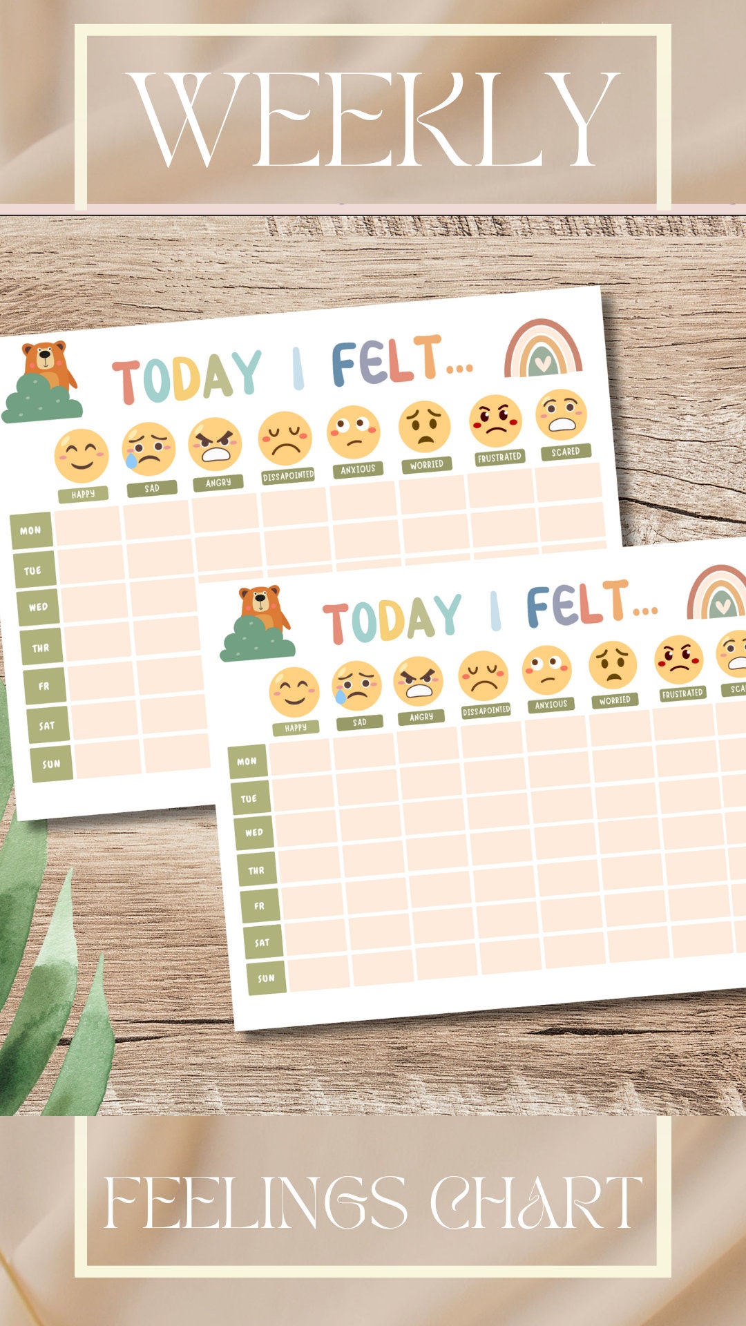 Printable Tracker Feelings Chart Weekly Mood Tracker Printable Mood ...