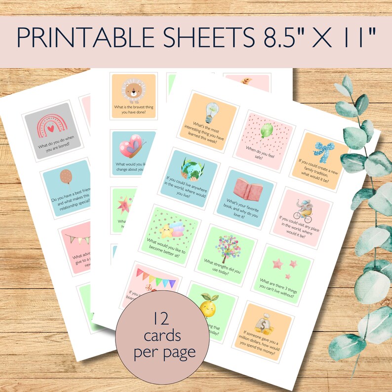 Conversation Starter Cards Family Conversation Cards for Kid Table Talk ...