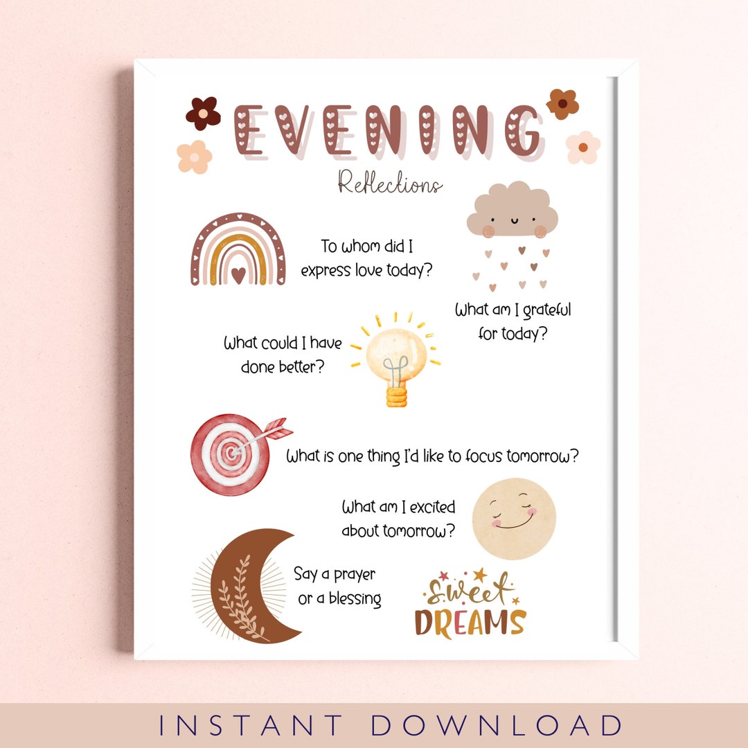 Bedtime Routine Poster Calming Bedtime Checklist Evening Question ...