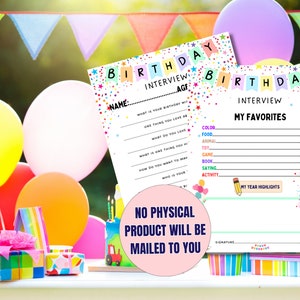 Kid Birthday Interview Printable Questionnaire Kid Memory - Etsy