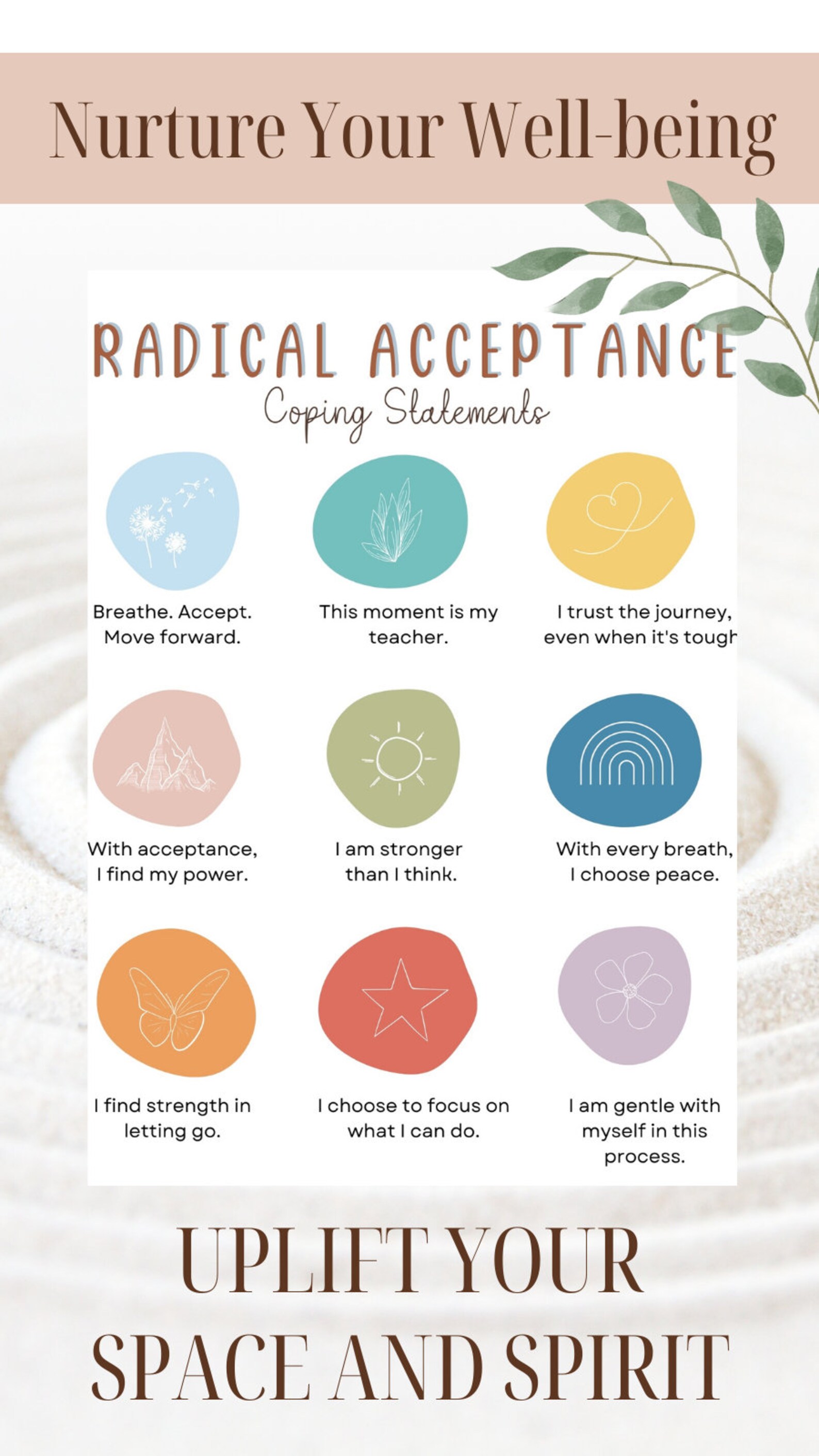 Radical Acceptance Poster Coping Skill Therapy Tool Coping Statement ...