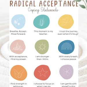 Radical Acceptance Poster Coping Skill Therapy Tool Coping Statement ...