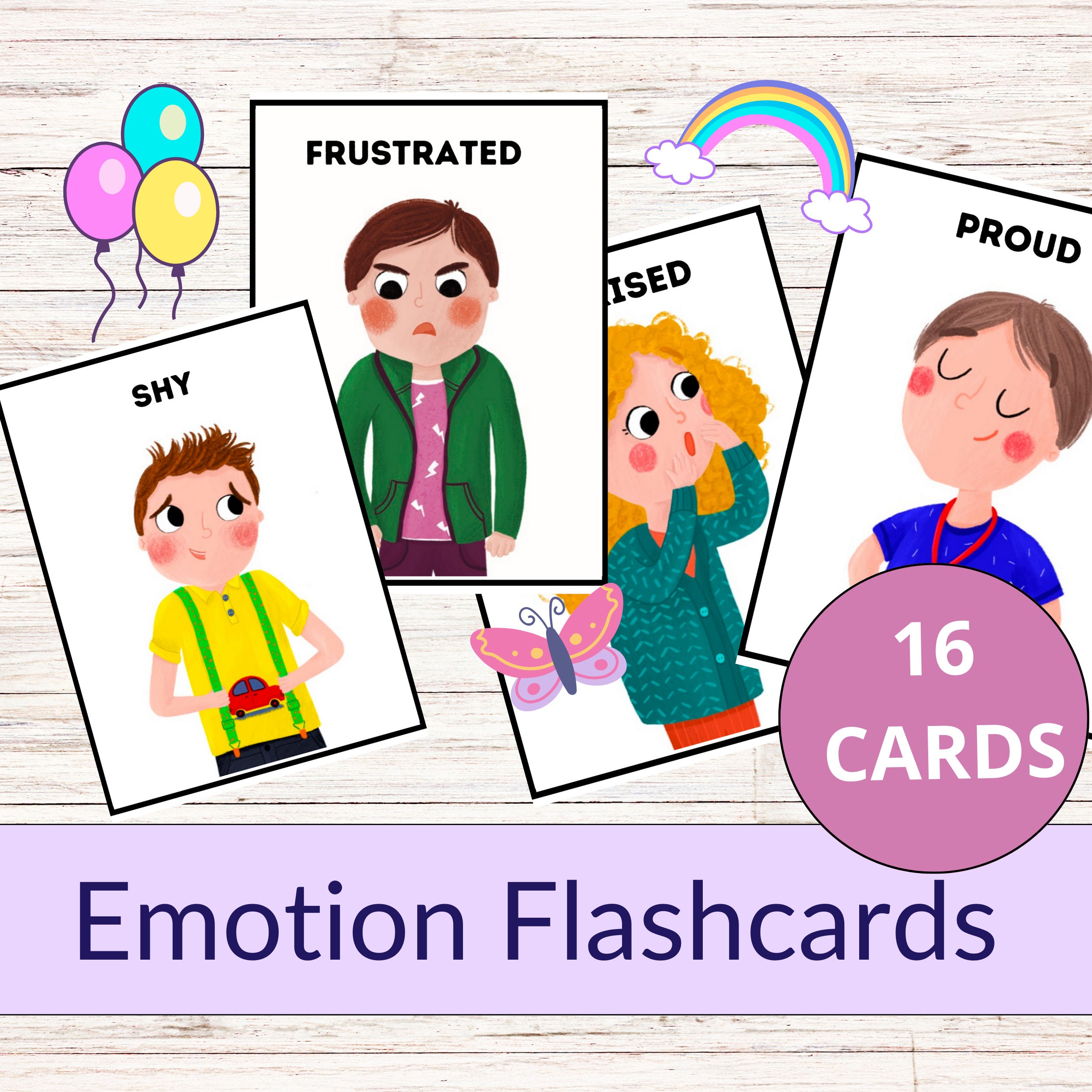 Emotion Feelings Flashcards Printable Kid Emotional Intelligence Cards ...