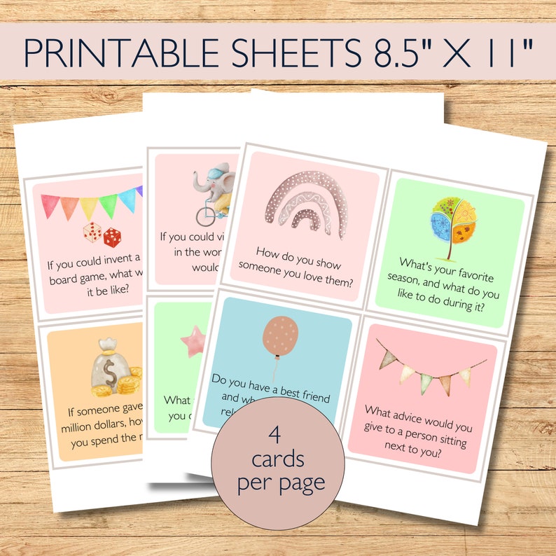 Conversation Starter Cards Family Conversation Cards for Kid Table Talk ...