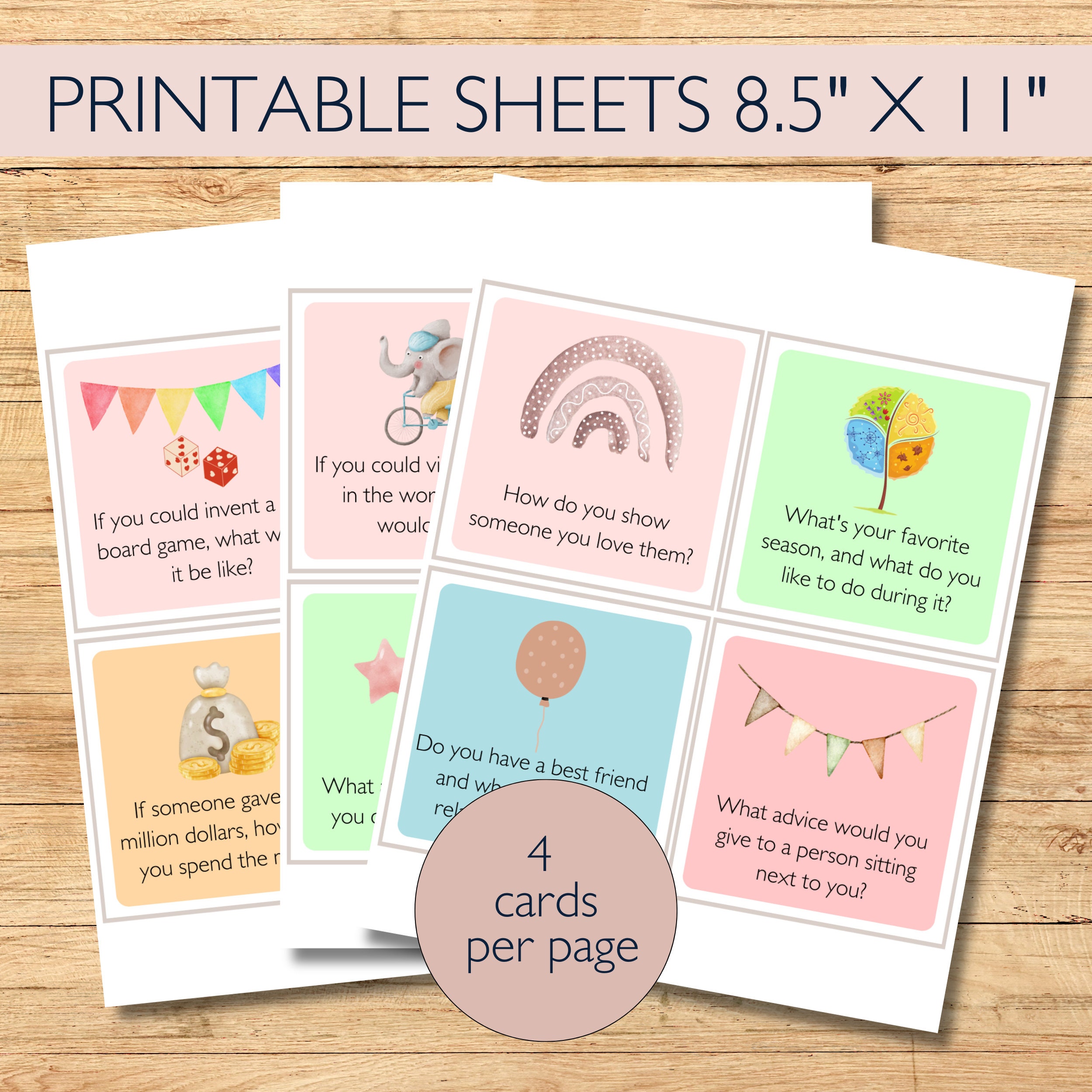 Conversation Starter Cards Family Conversation Cards for Kid Table Talk ...