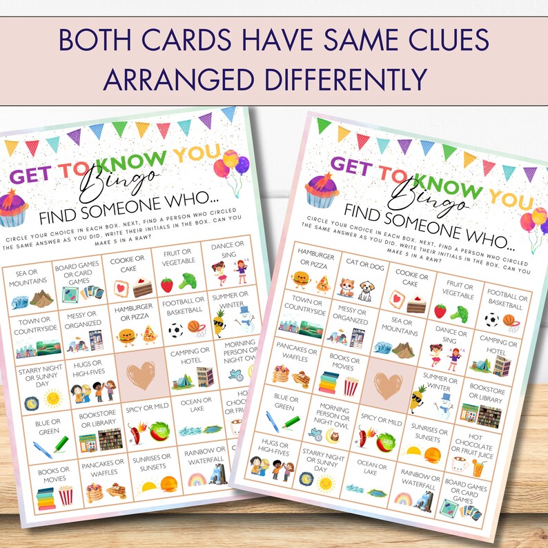 Find Someone Who Bingo Get to Know You Game Kids Bingo Family Game ...