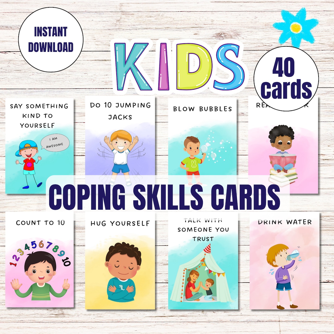 Coping Skills Flashcards for Kids Calming Cards Emotional - Etsy