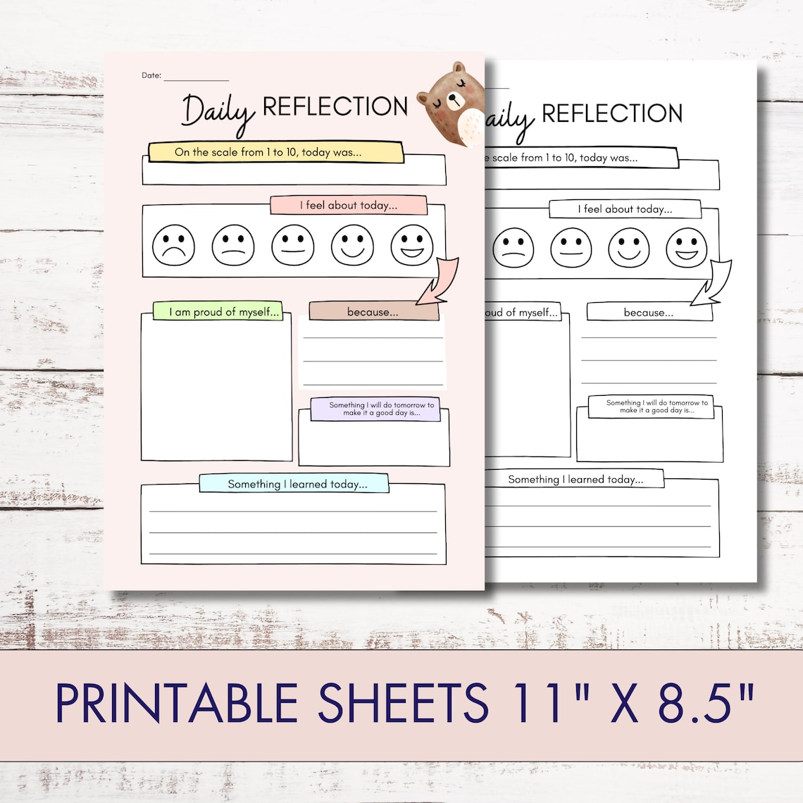 Daily Reflection Kids Mental Health Check in School Counselor Therapy ...