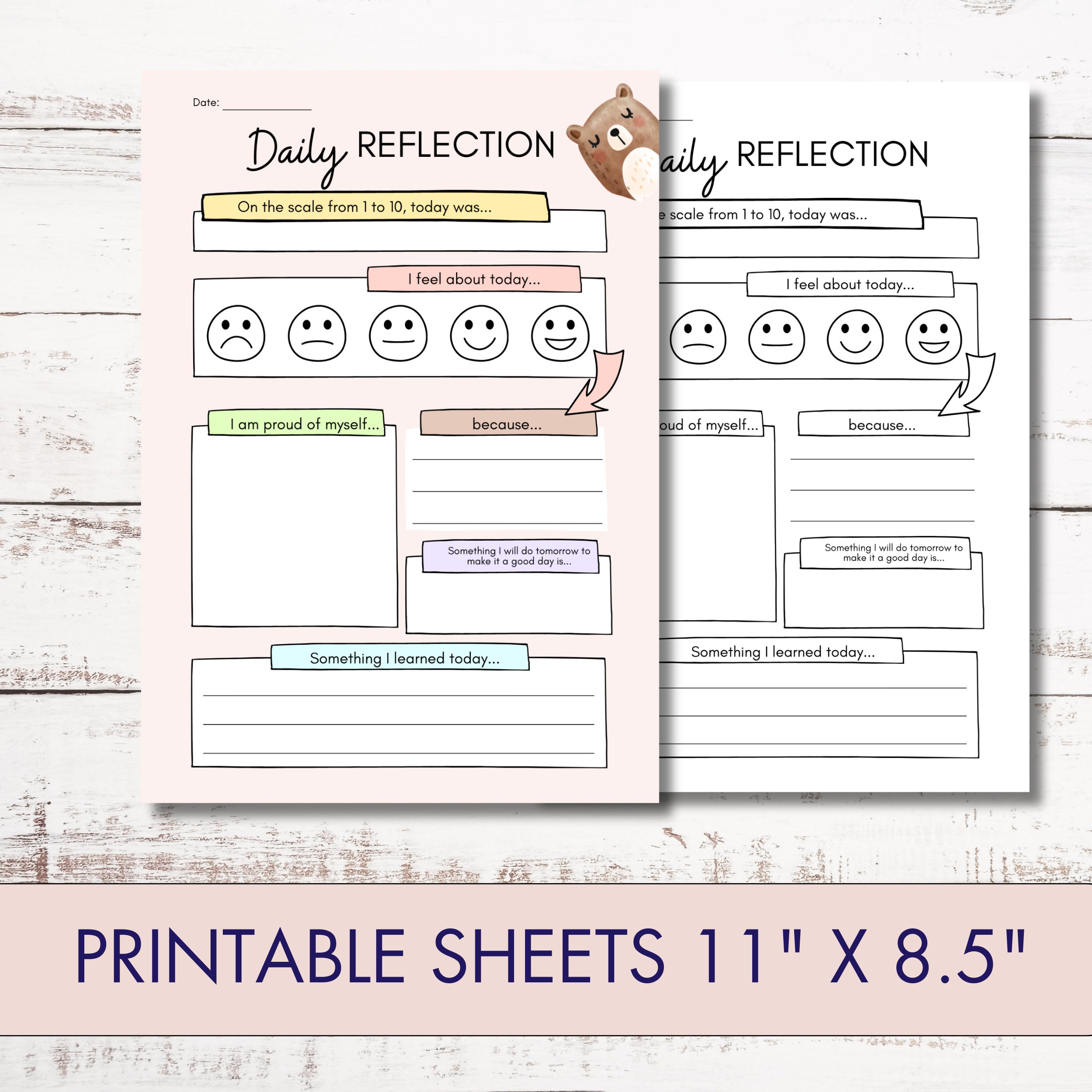 Daily Reflection Kids Mental Health Check in School Counselor Therapy ...